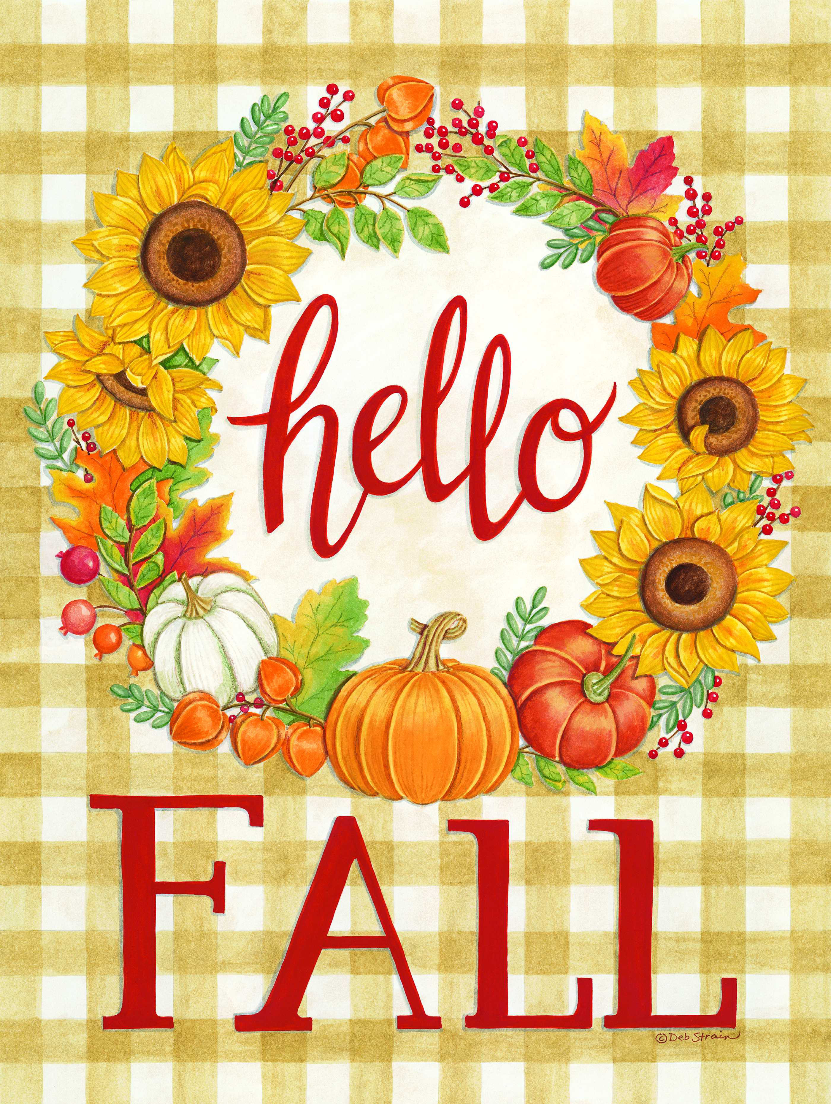 Rosalind Wheeler Hello Fall Wreath by Deb Strain - Wrapped Canvas Print ...