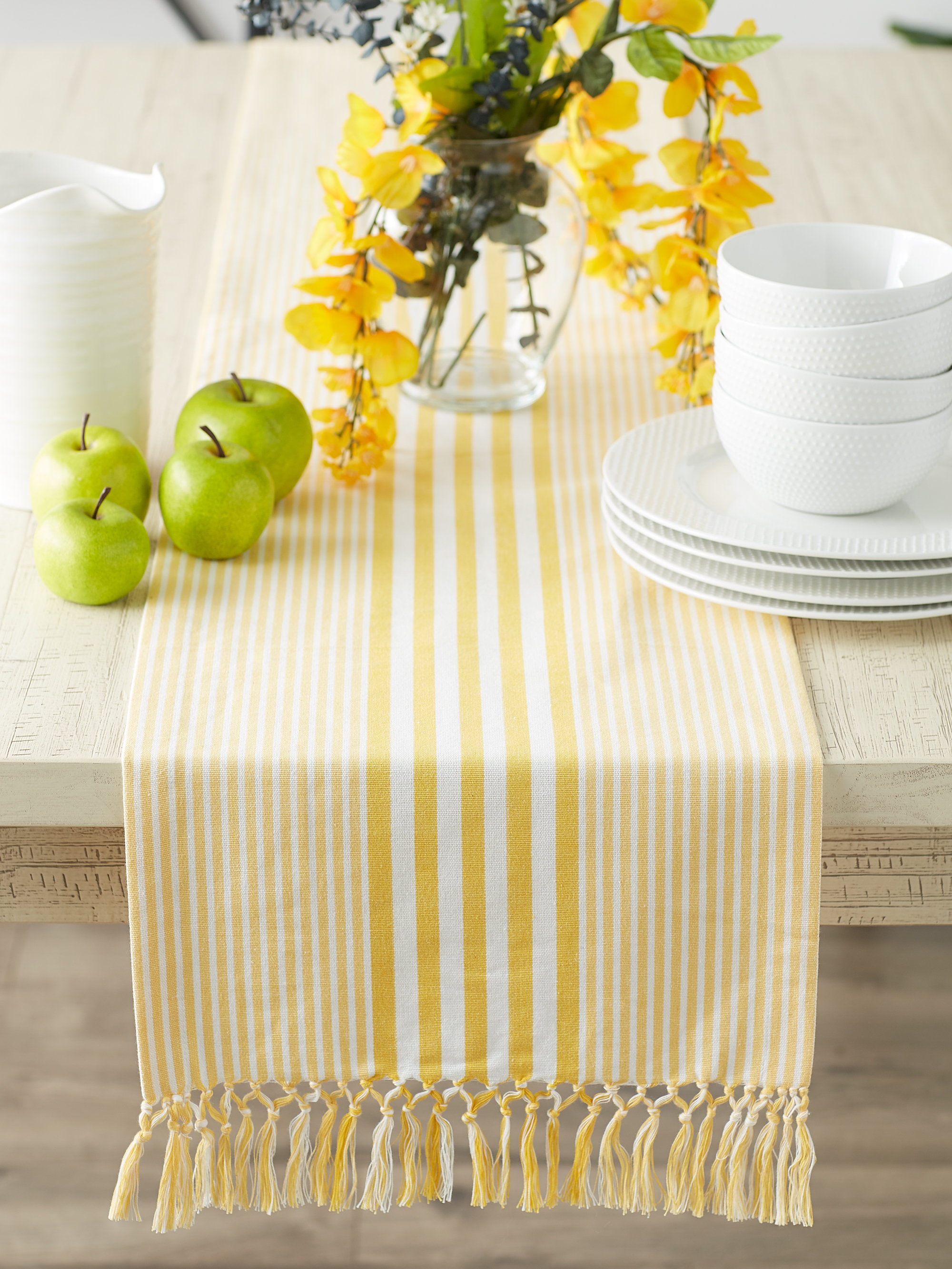 Dakota Fields Striped 100% Cotton Table Runner & Reviews | Wayfair