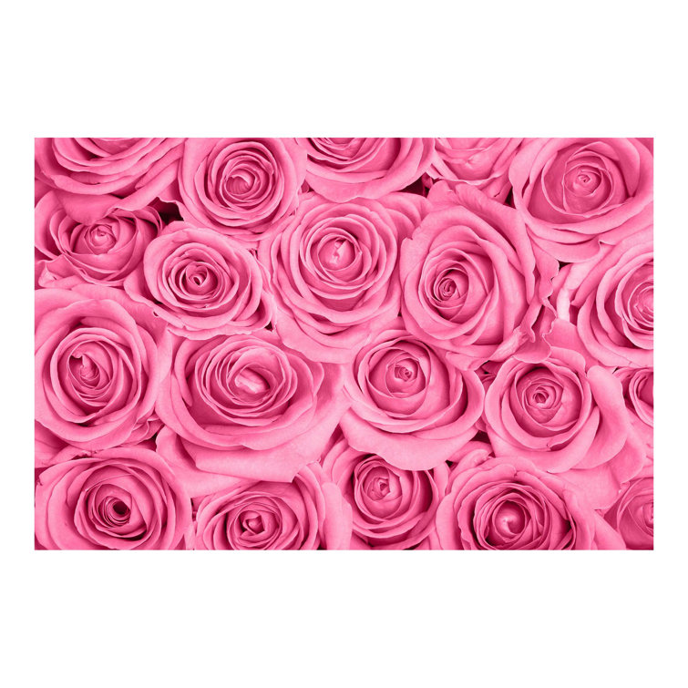 East Urban Home Pink Roses 3.2m x 4.8m Textured matt Peel & Stick Wall ...