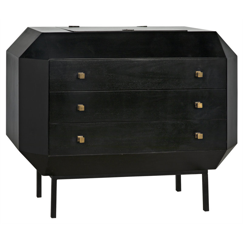 Noir Rhiana 3 Drawer Accent Chest | Wayfair