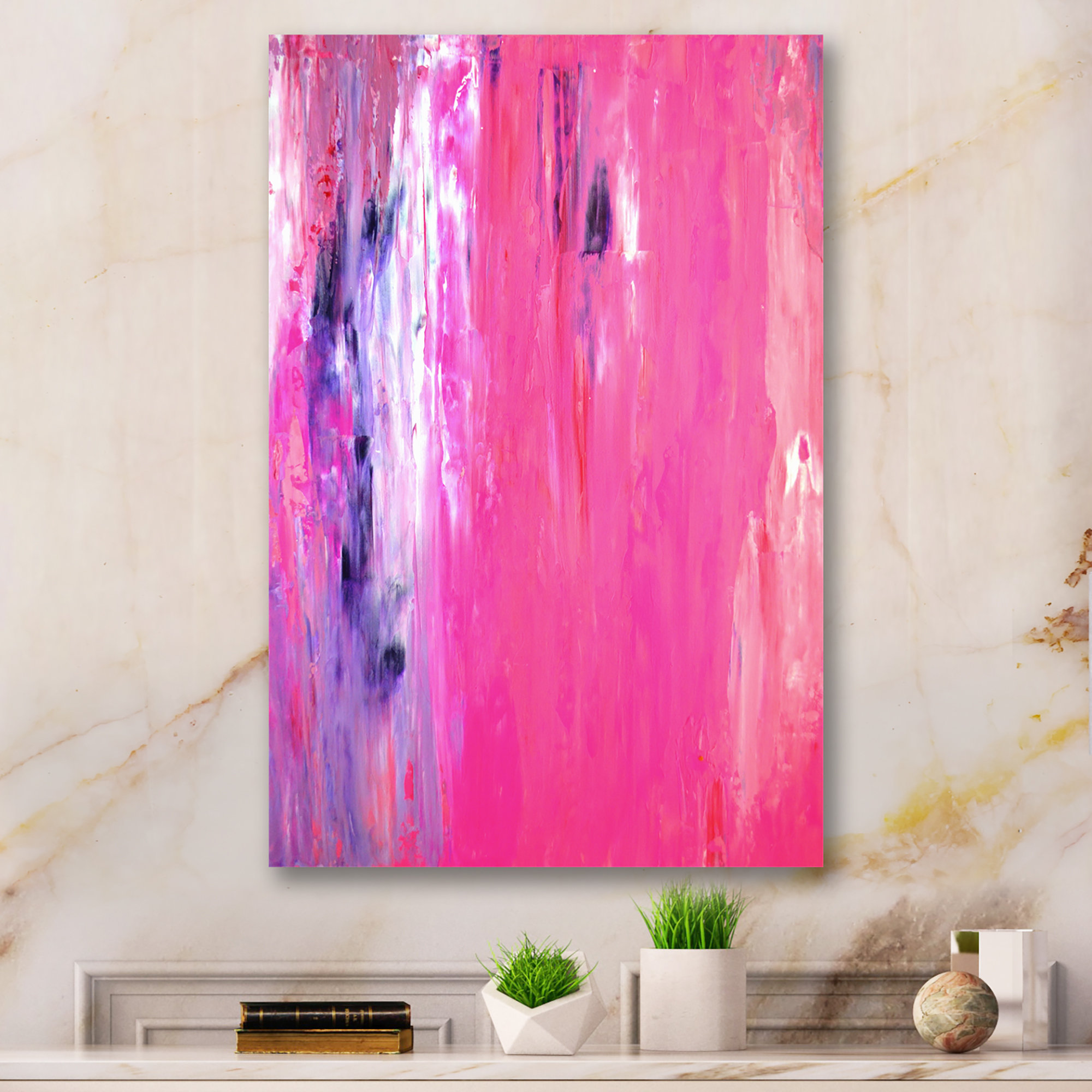 Wrought Studio™ Pink Meets White Abstract Art - Modern & Contemporary ...