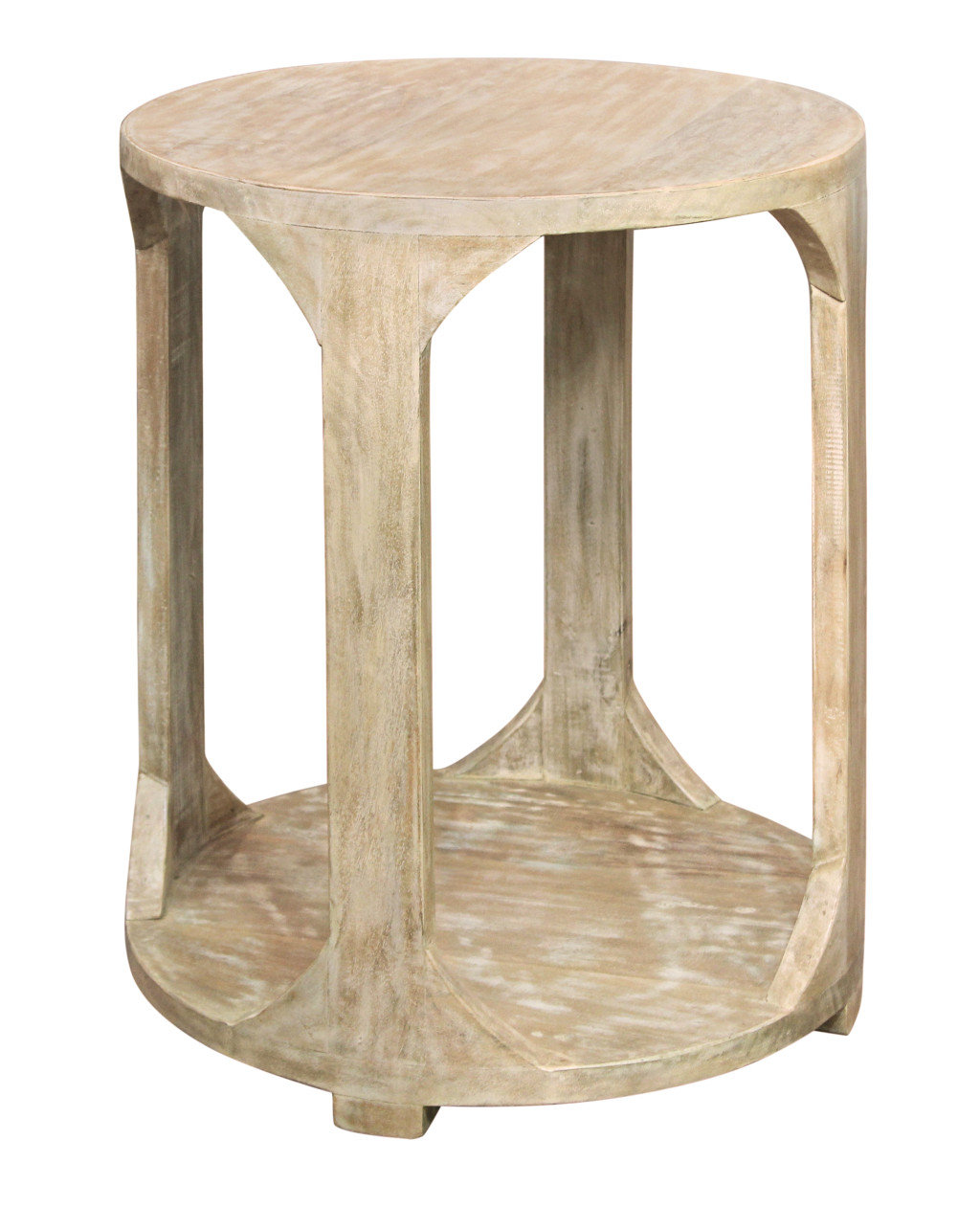 Hokku Designs 24" Natural Distressed Solid Wood Round Frame End Table ...