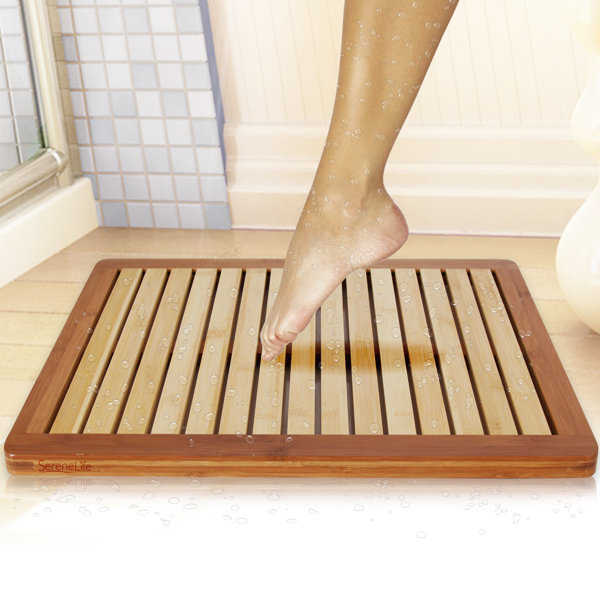World Menagerie Arleta Teak & Wood Bath Rug with Non-Slip Backing ...
