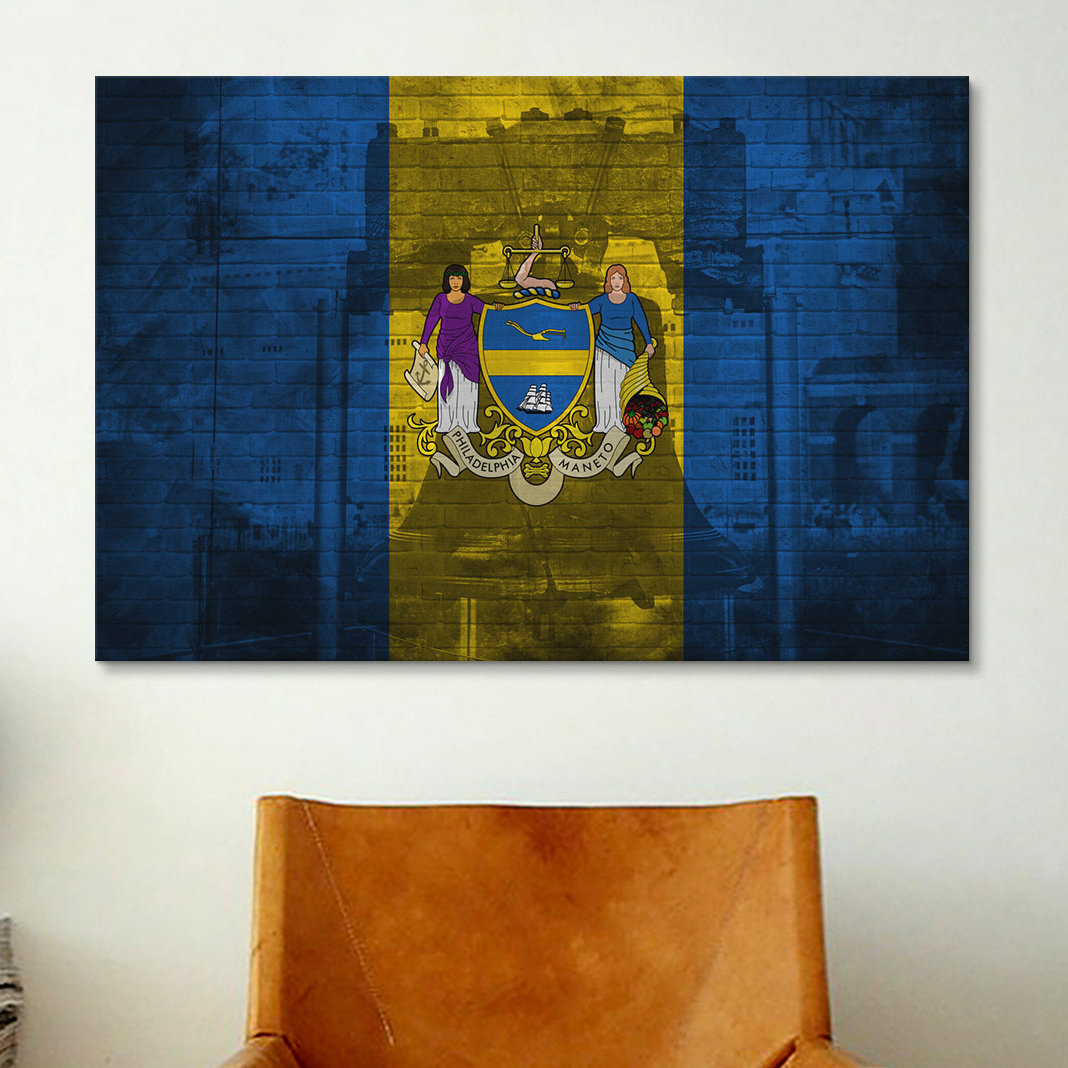 Winston Porter Philadelphia Flag, Grunge Liberty Bell - Wrapped Canvas ...