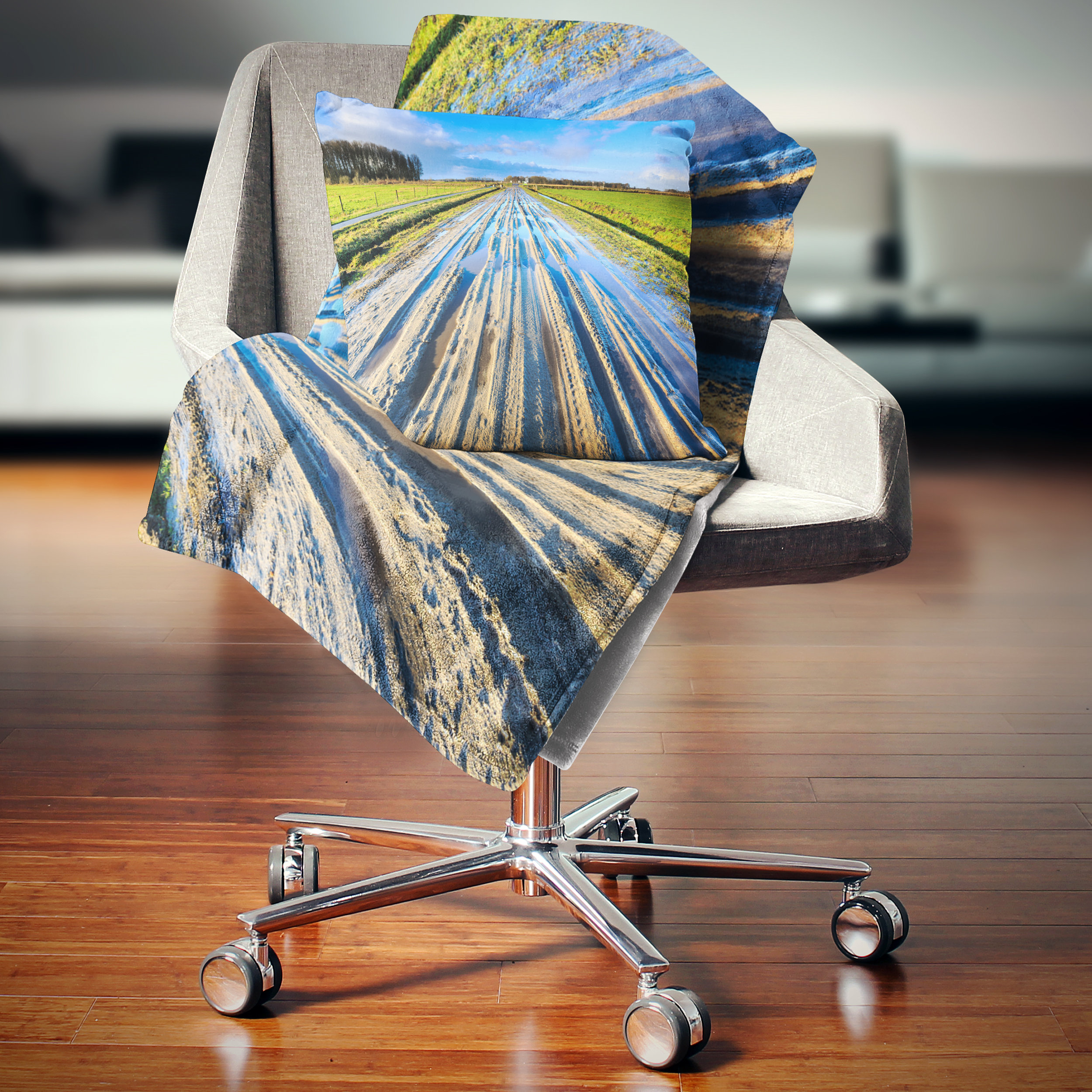 Design Art Printed Muddy Sand Lane on Sunny Day Pillow - Wayfair Canada