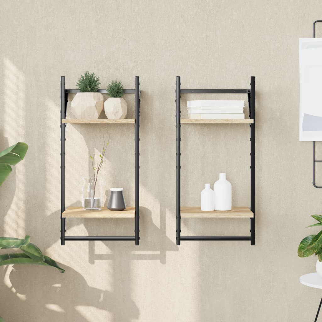 Borough Wharf 2-Tier Wall Shelves With Bars 2 Pcs 30X25x65 Cm | Wayfair ...