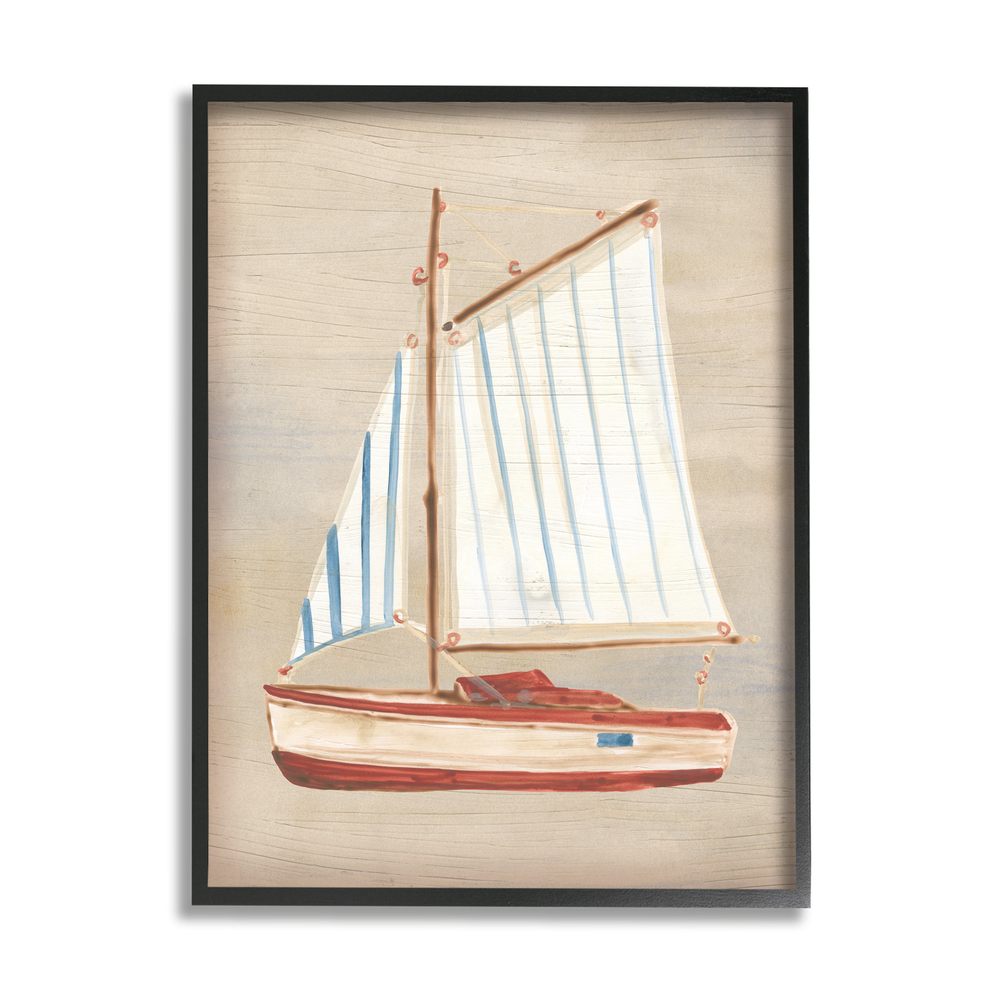 Stupell Industries Rustic Red Sailboat by June Erica Vess | Wayfair