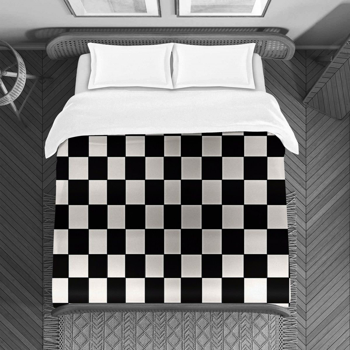 VisionDecor Checkered Bedding Tartan Duvet Cover Black - Wayfair Canada