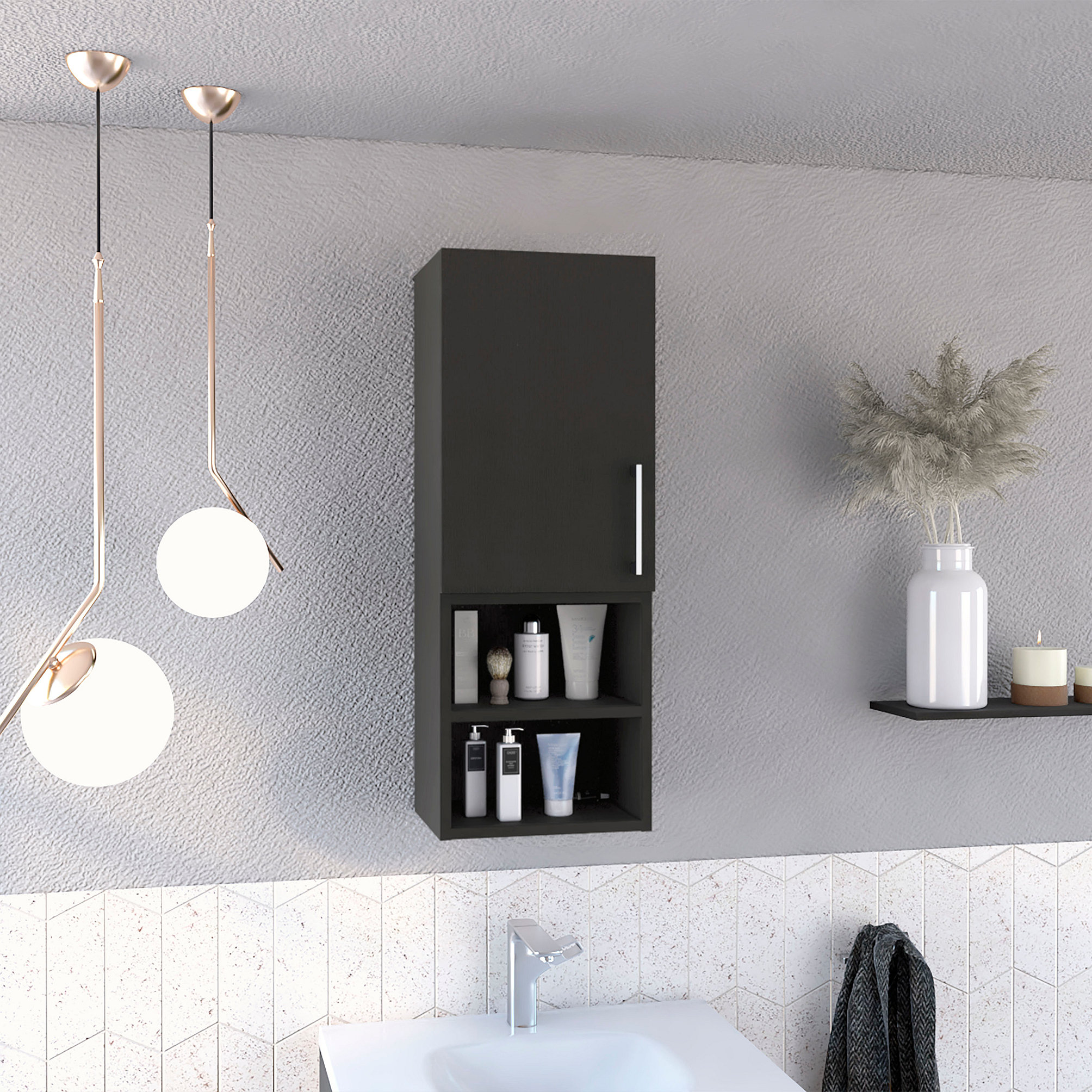 Latitude Run® Medicine Cabinet, Two External Shelves, Metal Handle ...