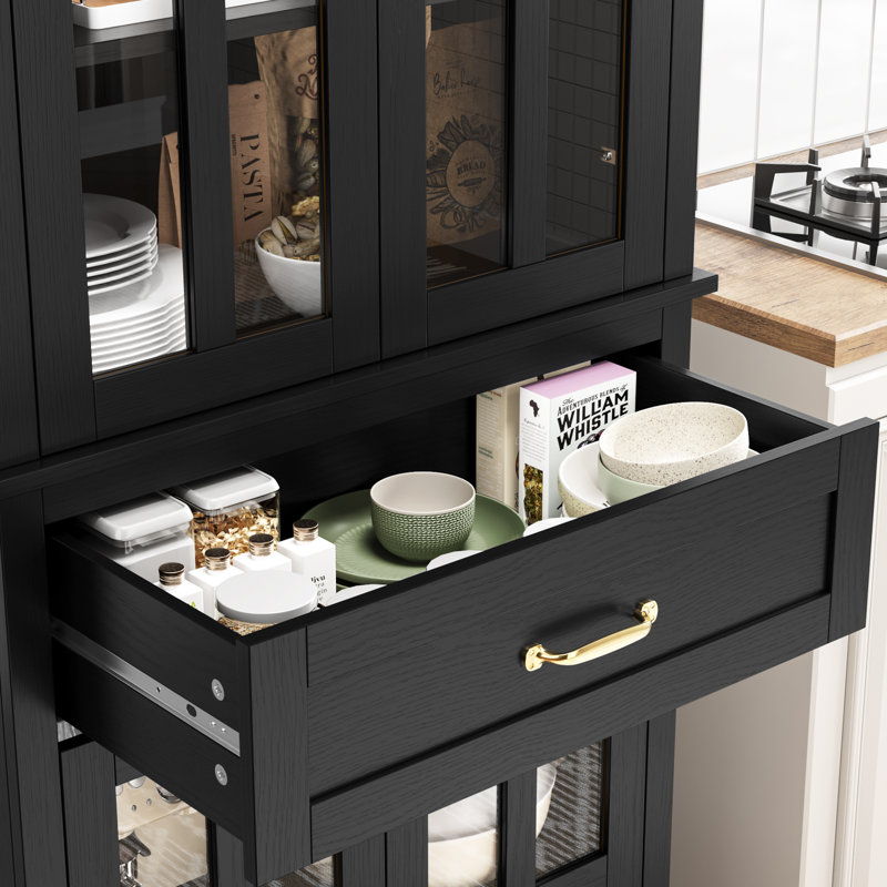Lark Manor™ Aviva 70.9'' Kitchen Pantry with Glass Doors, Adjustable ...