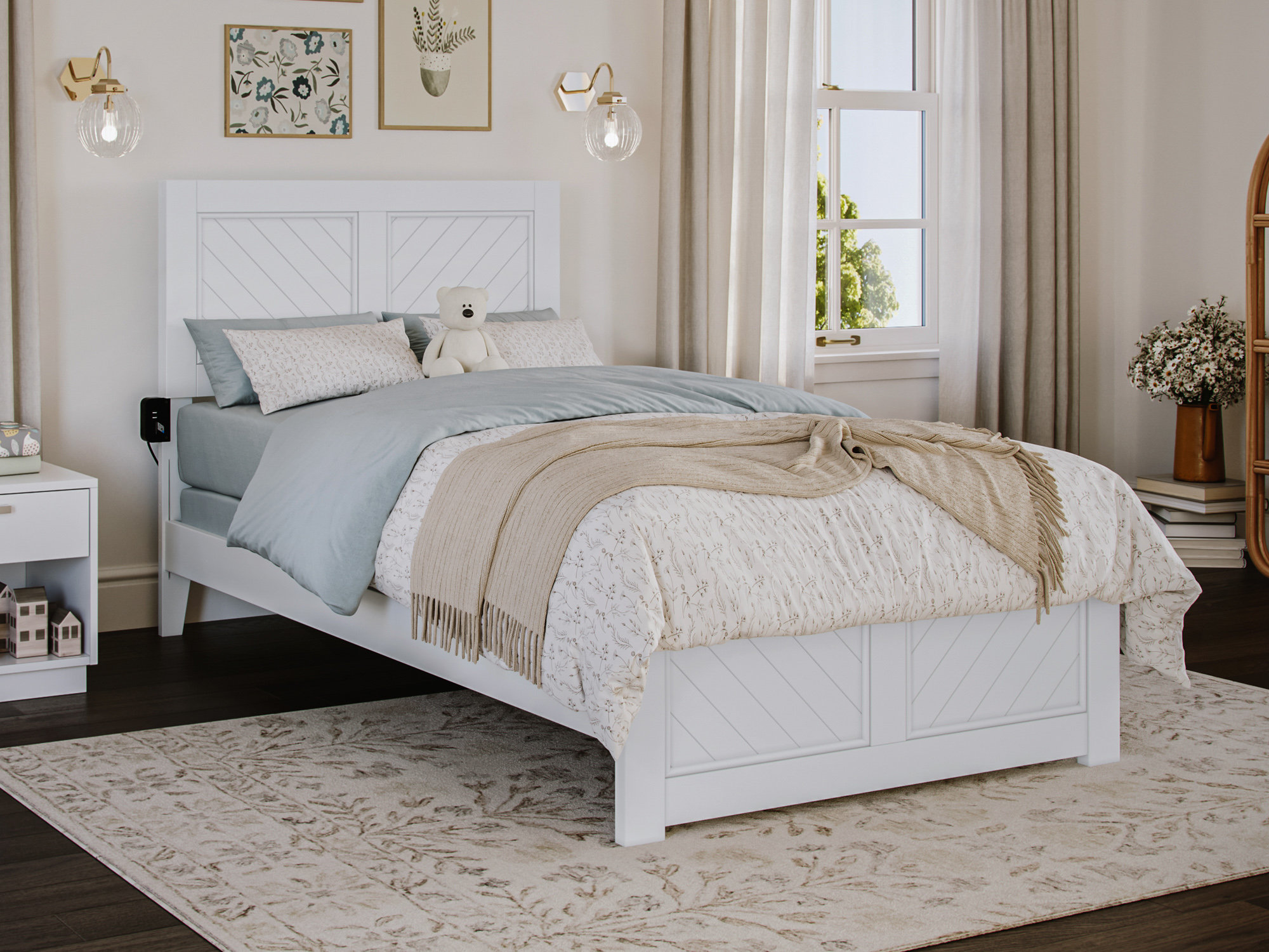 Red Barrel Studio Jeilynn Solid Wood Foundation Bed Frame with Matching ...