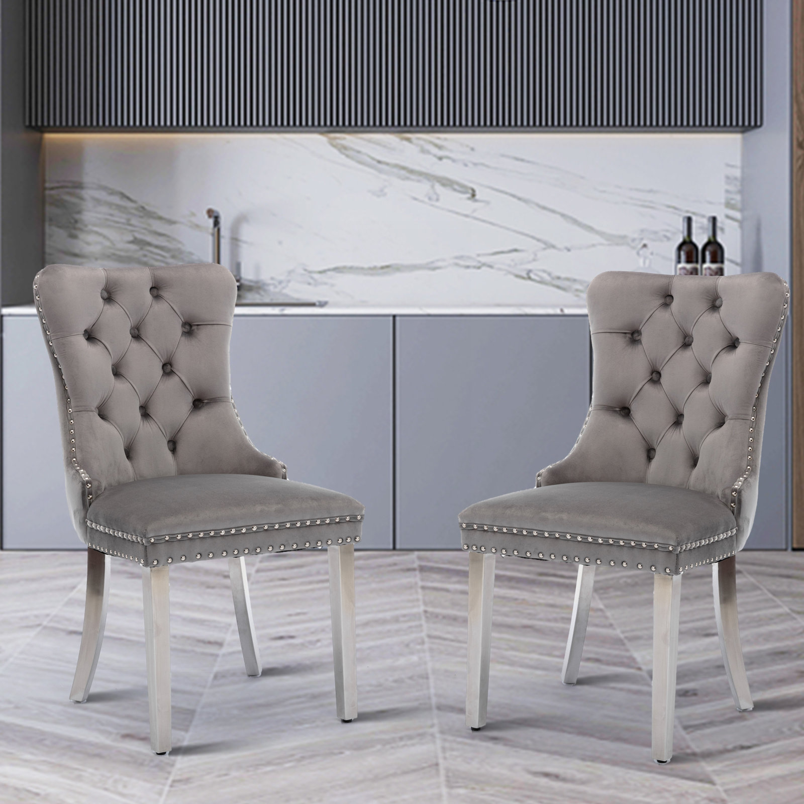 Rosdorf Park Jetzibe Tufted Velvet Upholstered Back Parsons Chair ...