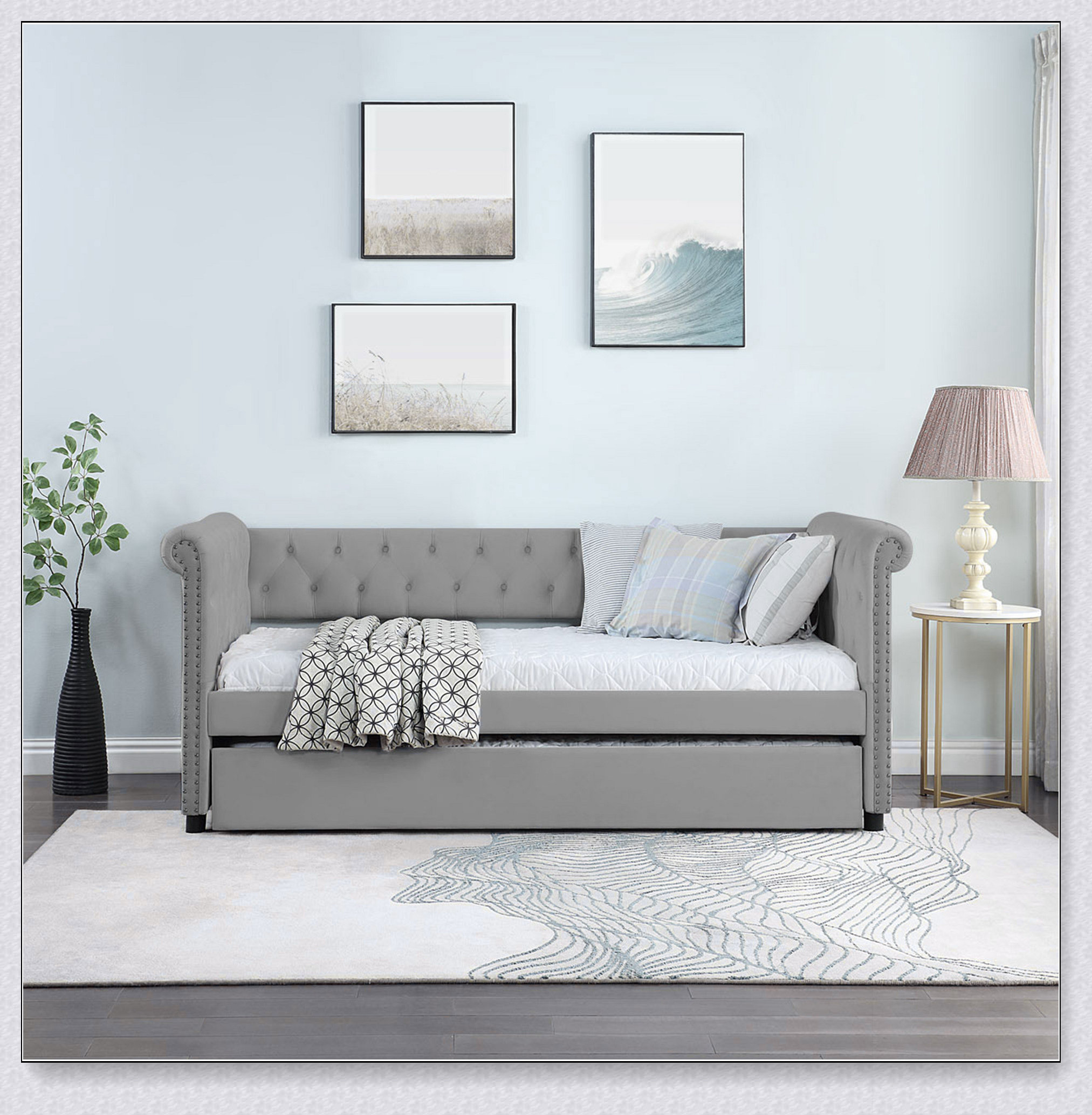 Lark Manor Daybed With Trundle Upholstered Tufted Sofa Bed, With ...