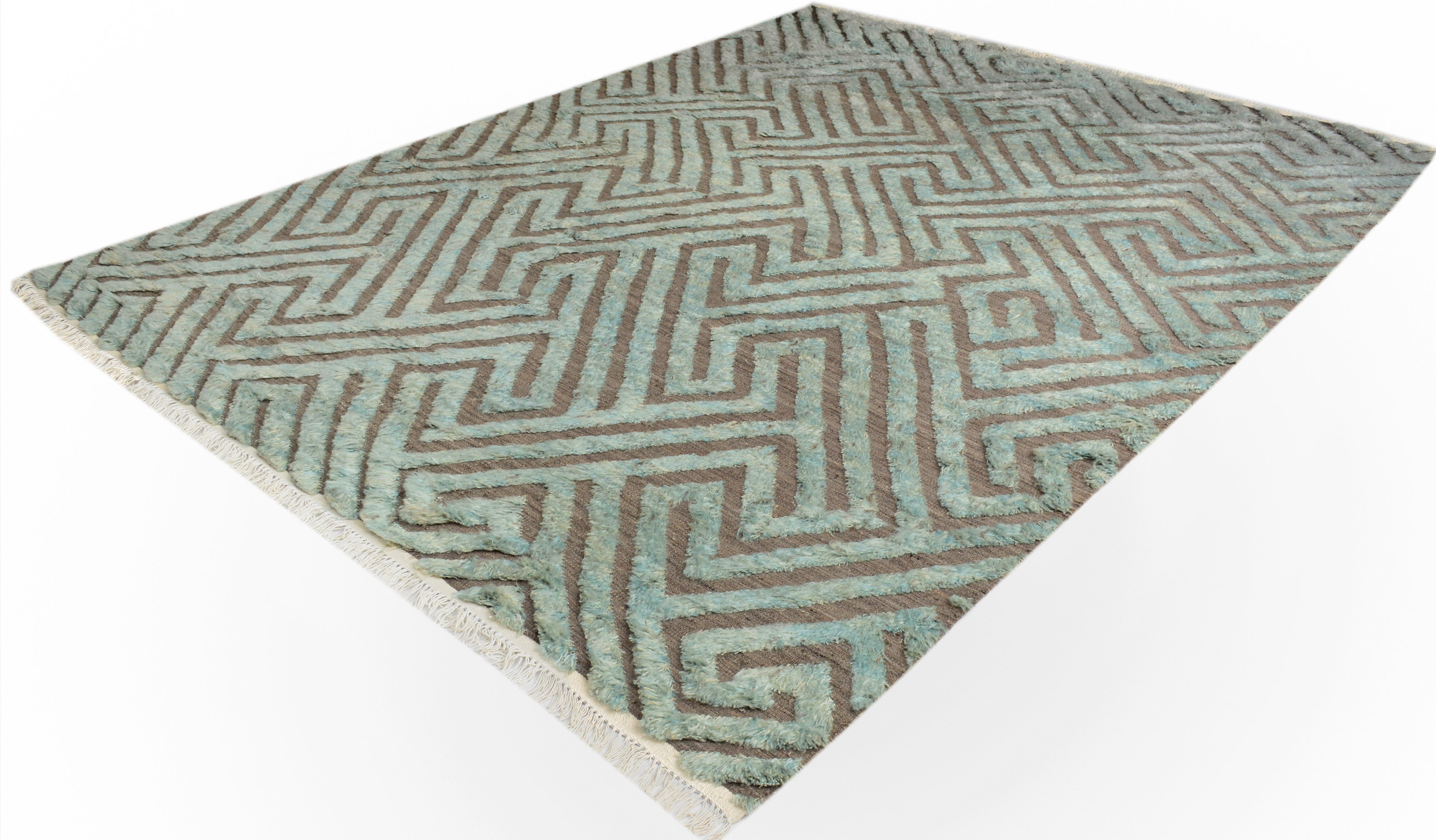 Isabelline Sinclair Geometric Handmade Hand-Knotted Rectangle 8' x 10 ...