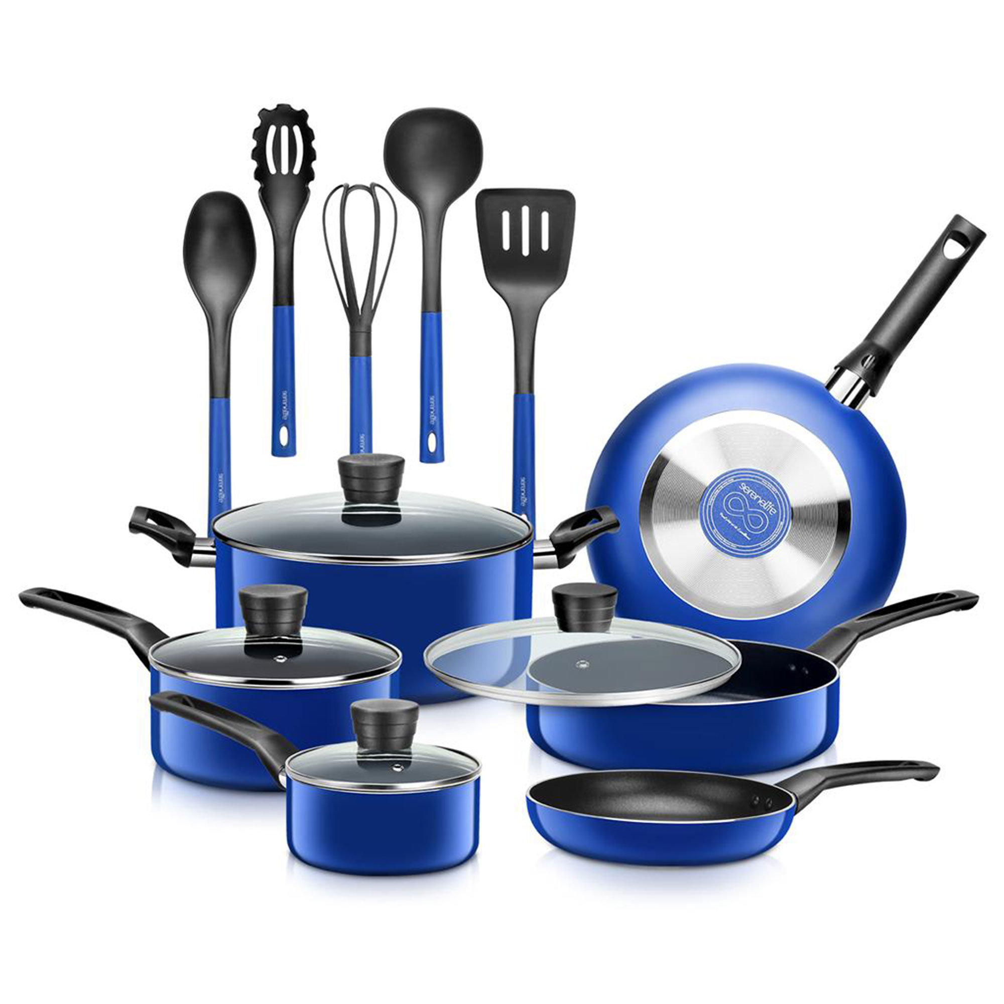 Serenelife 15 Piece Aluminum Non Stick Cookware Set & Reviews | Wayfair