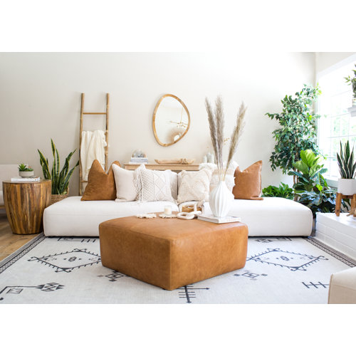 Joss & Main Heafield Square 35" Wide Full-Grain Genuine Italian Leather ...