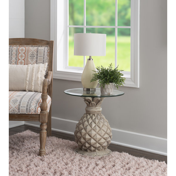 Bay Isle Home™ Ehmann Glass Top Figurine End Table & Reviews | Wayfair