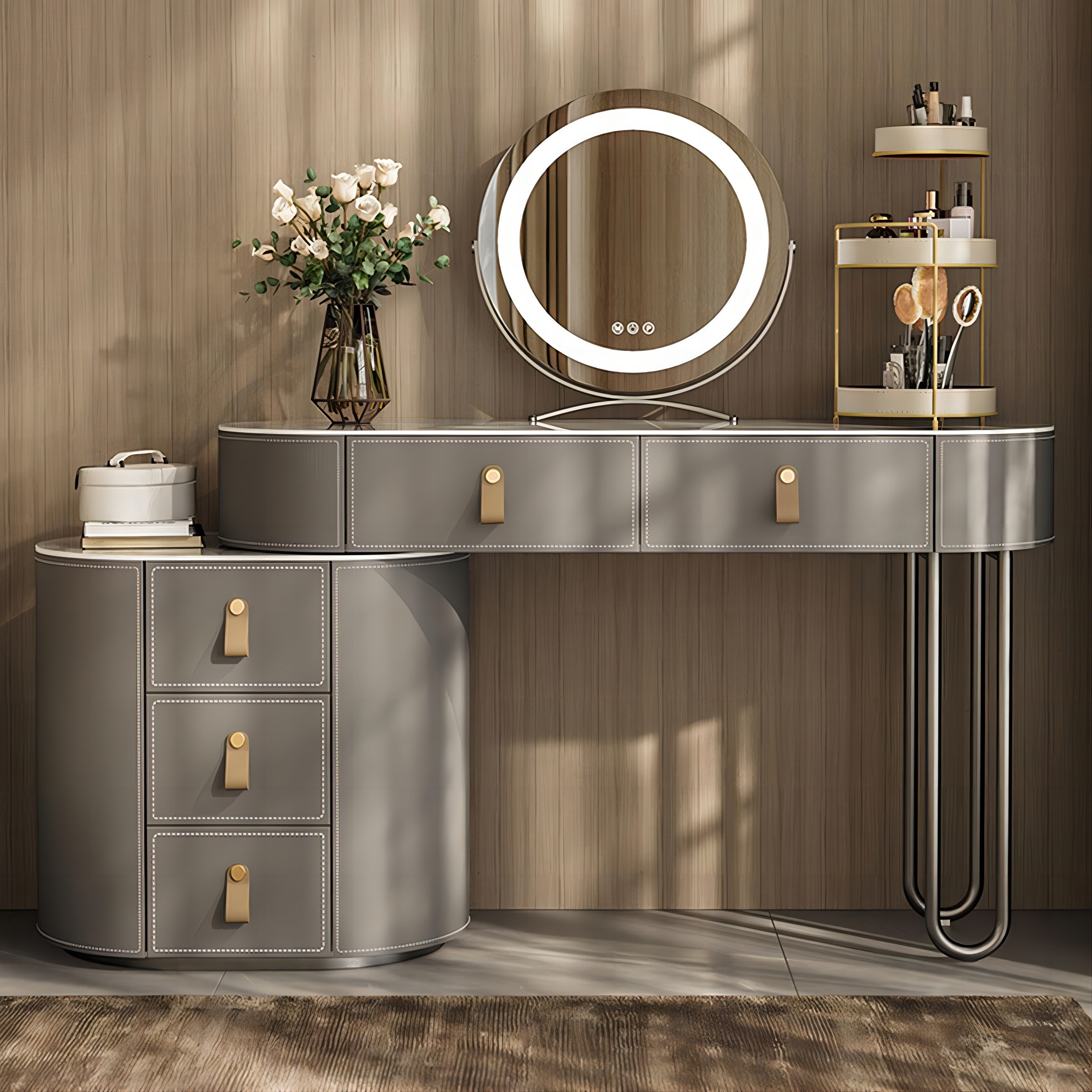 Orren Ellis Makeup Vanity with Light mirror,5 drawers - Wayfair Canada