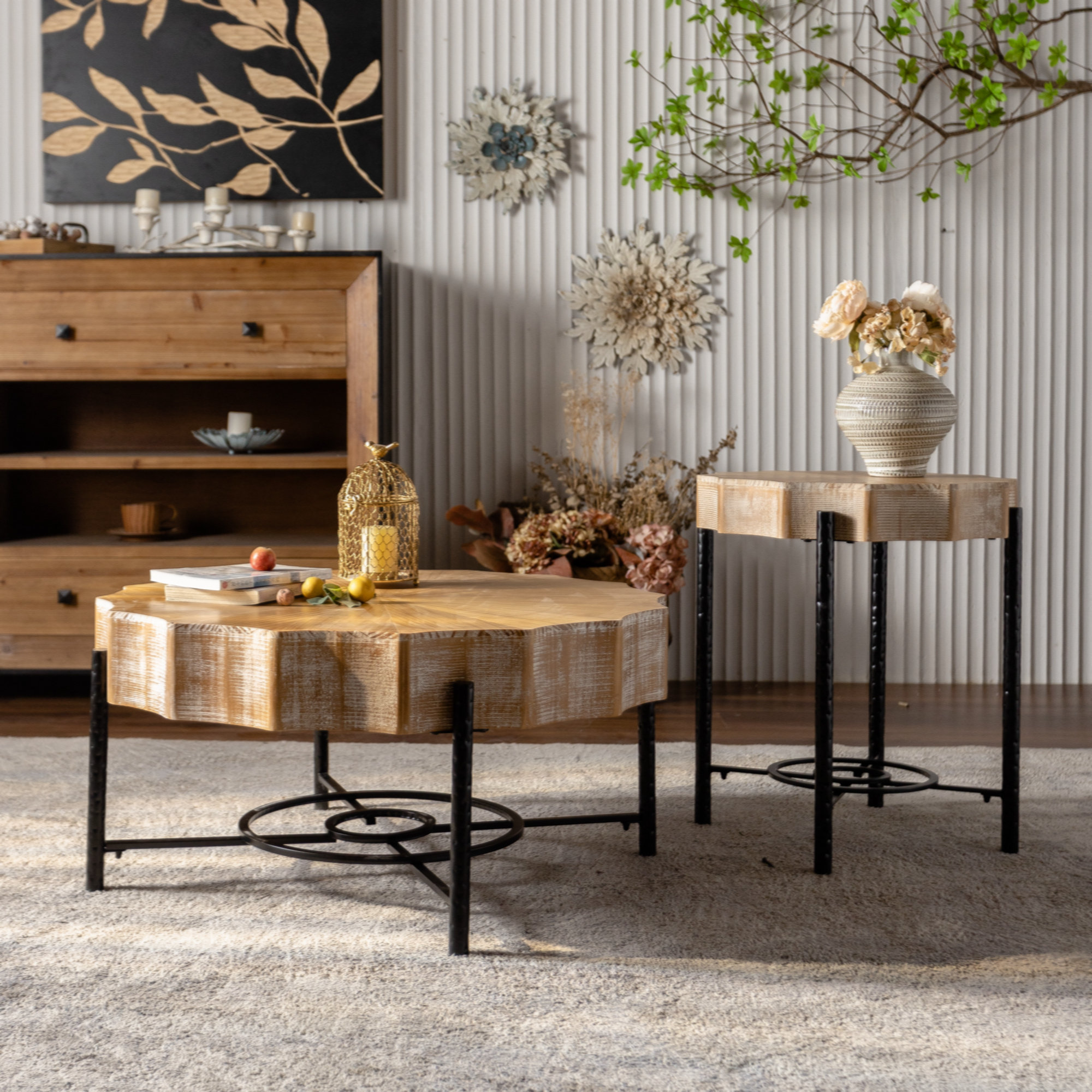 Union Rustic Hathorn 2 - Piece Living Room Table Set with Natural Pine ...