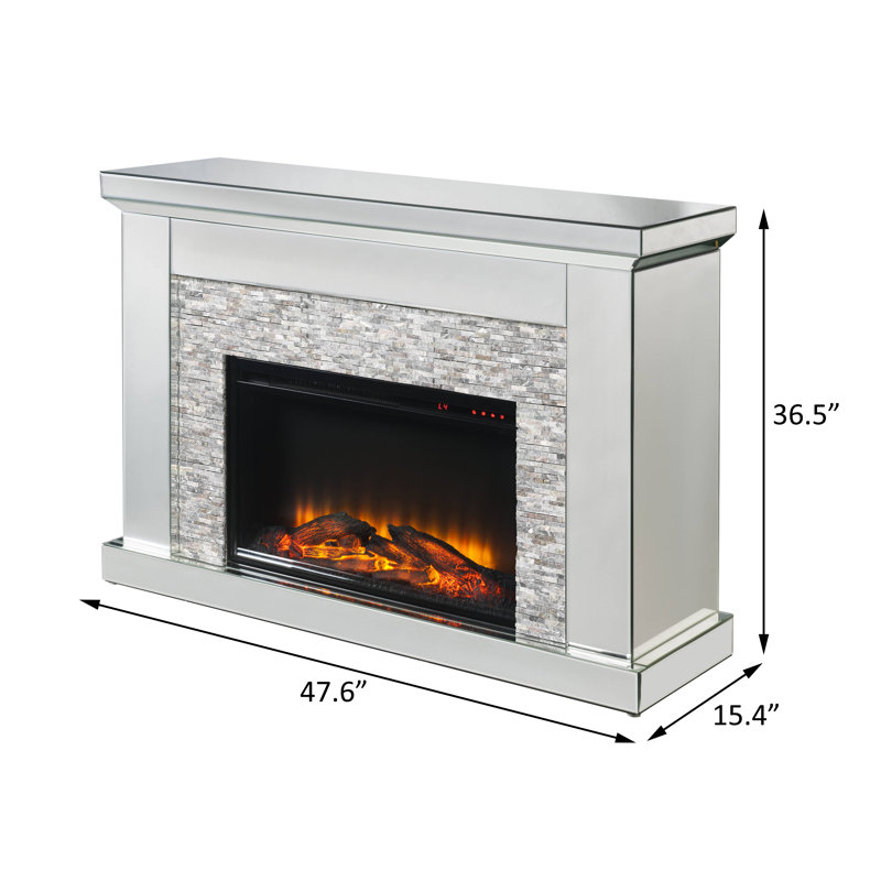 Rosdorf Park Clemow 47.6'' W Electric Fireplace in Mirrored | Wayfair