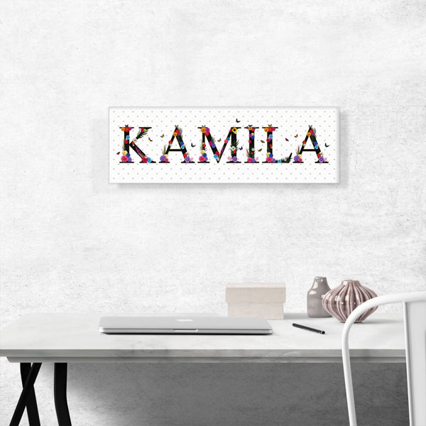 ARTCANVAS KAMILA Girls Name - Wrapped Canvas Panoramic Textual Art ...