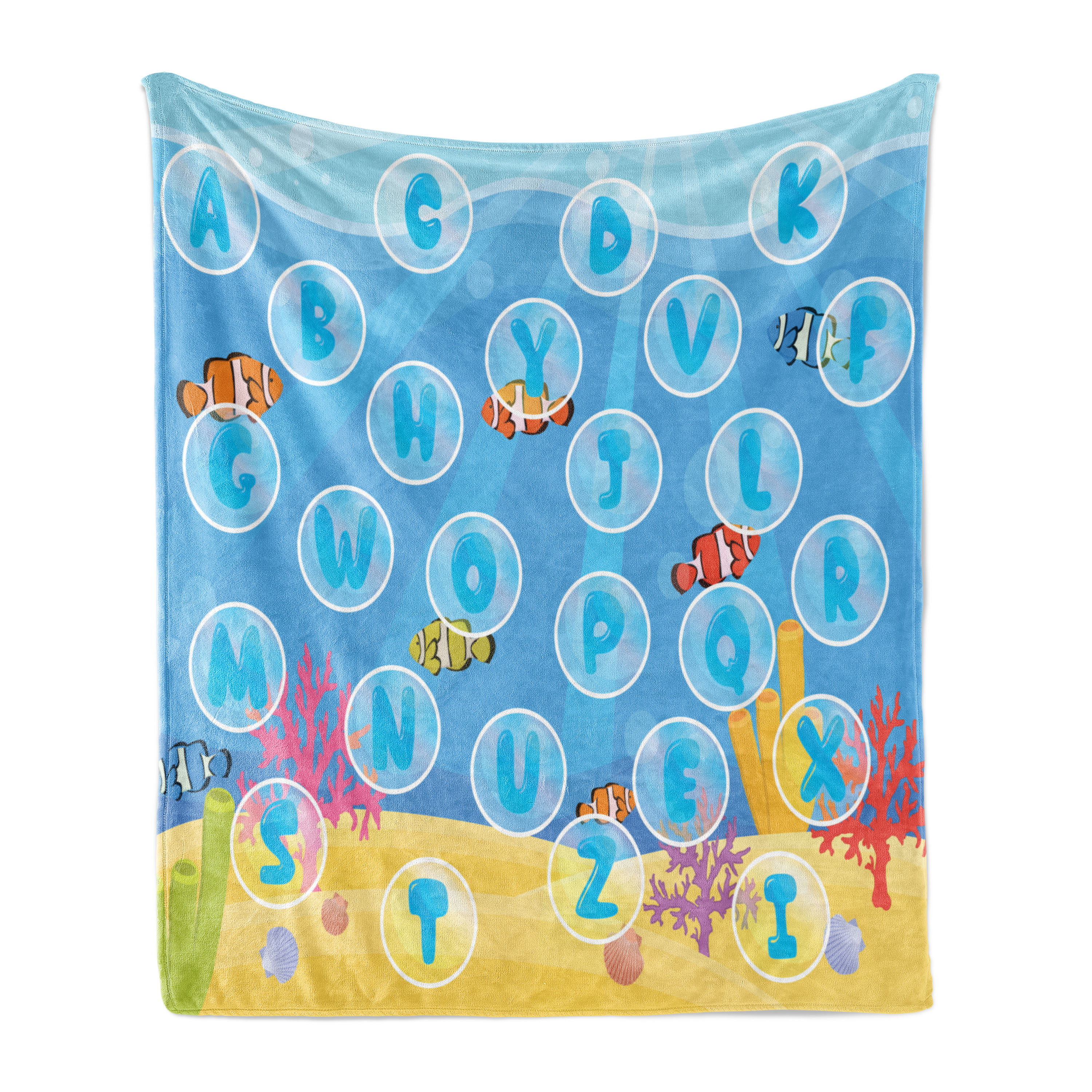 Ambesonne Cartoon Activity Fleece Throw Blanket Alphabet Letters ...