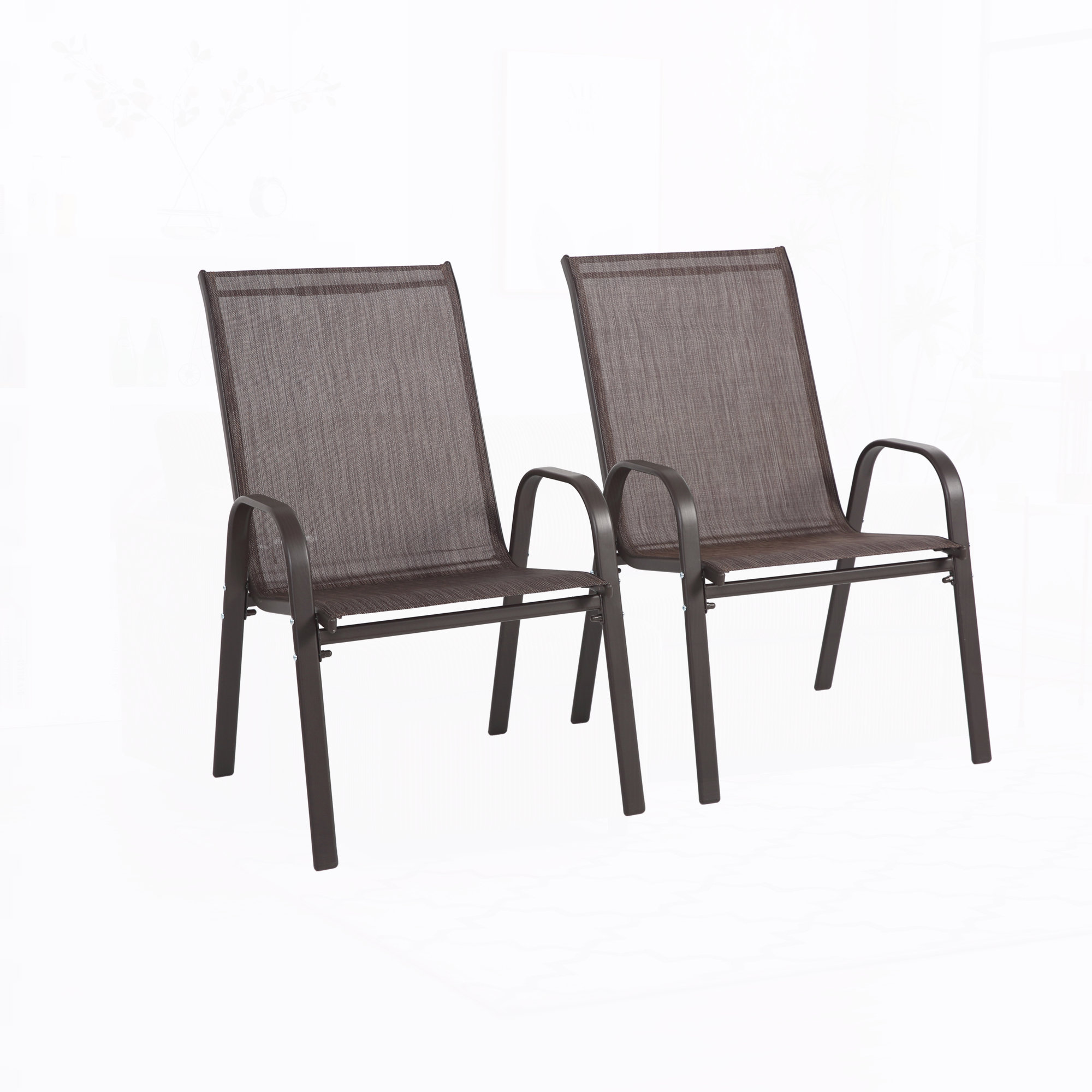 Ebern Designs 2 Piece Patio Chairs Garden Chairs with Armrest(Set of 2 ...