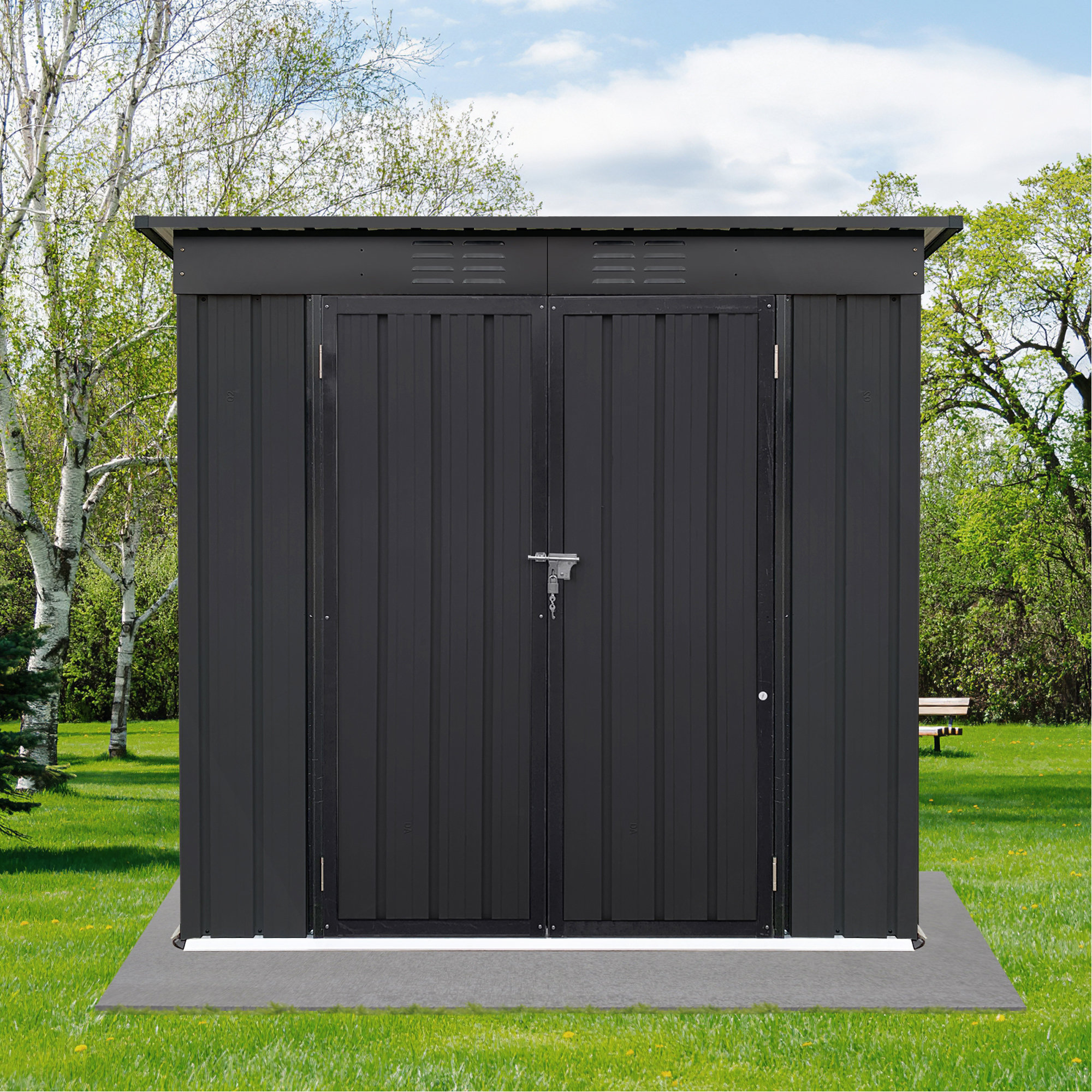 Wentygam Metal Garden Sheds 4Ftx6ft Outdoor Storage Sheds Black | Wayfair