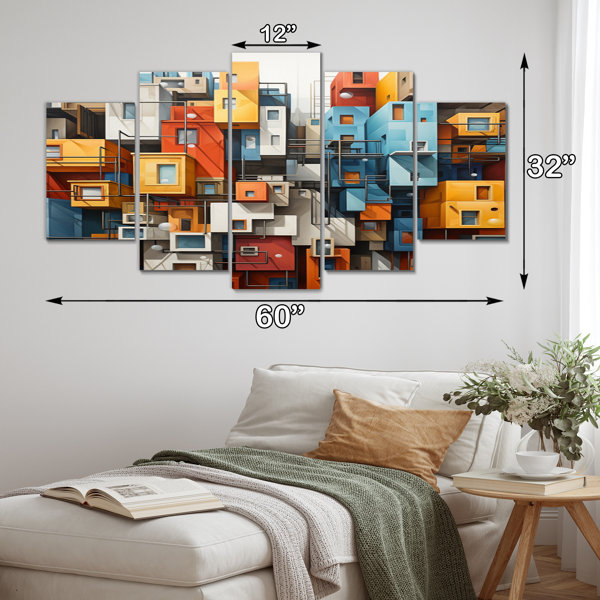 DesignArt Cityscape Bluiding Geometric Collage I - City Metal Wall ...