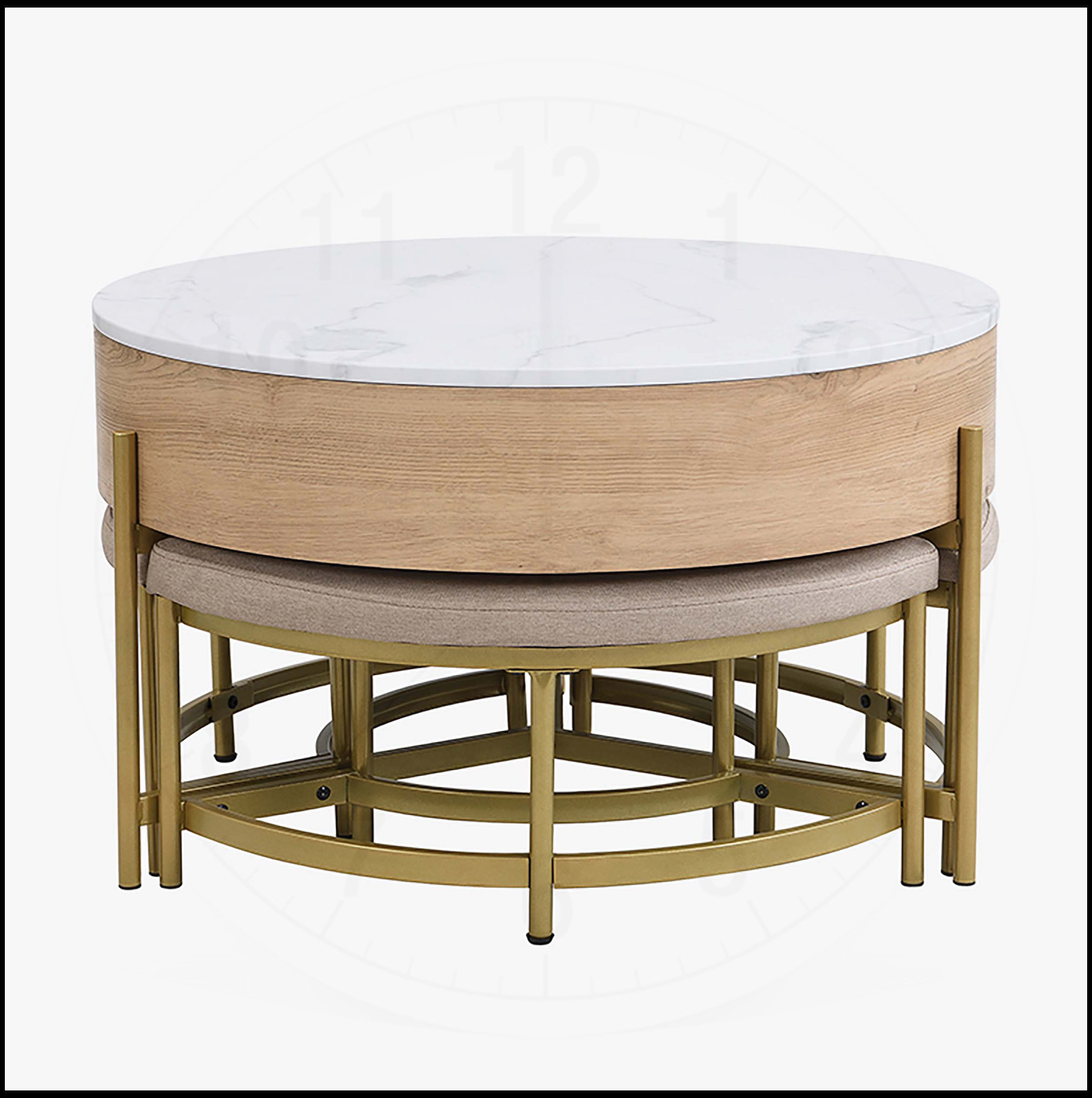 George Oliver Modern Round Lift-Top Coffee Table with Storage & 3 ...