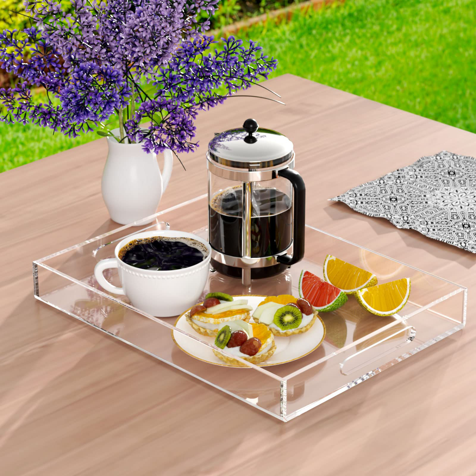 Ivy Bronx Clear Serving Tray 12X16 Inches -Spill Proof- Acrylic ...