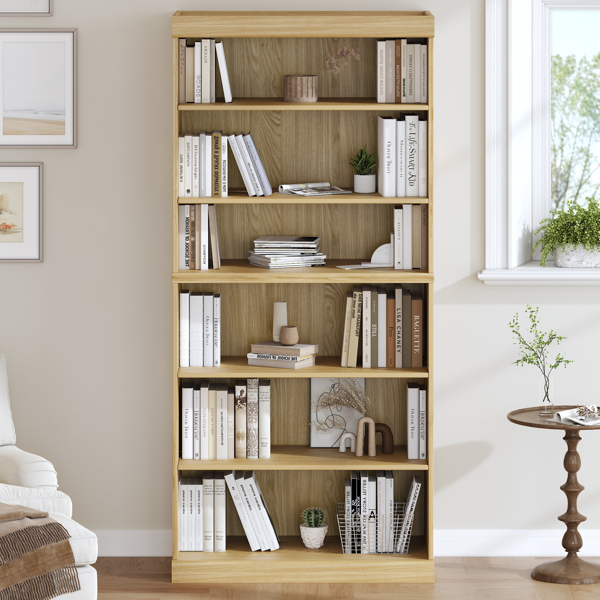 Latitude Run® Wood 5-Shelf Bookcase Storage Display Shelf | Wayfair