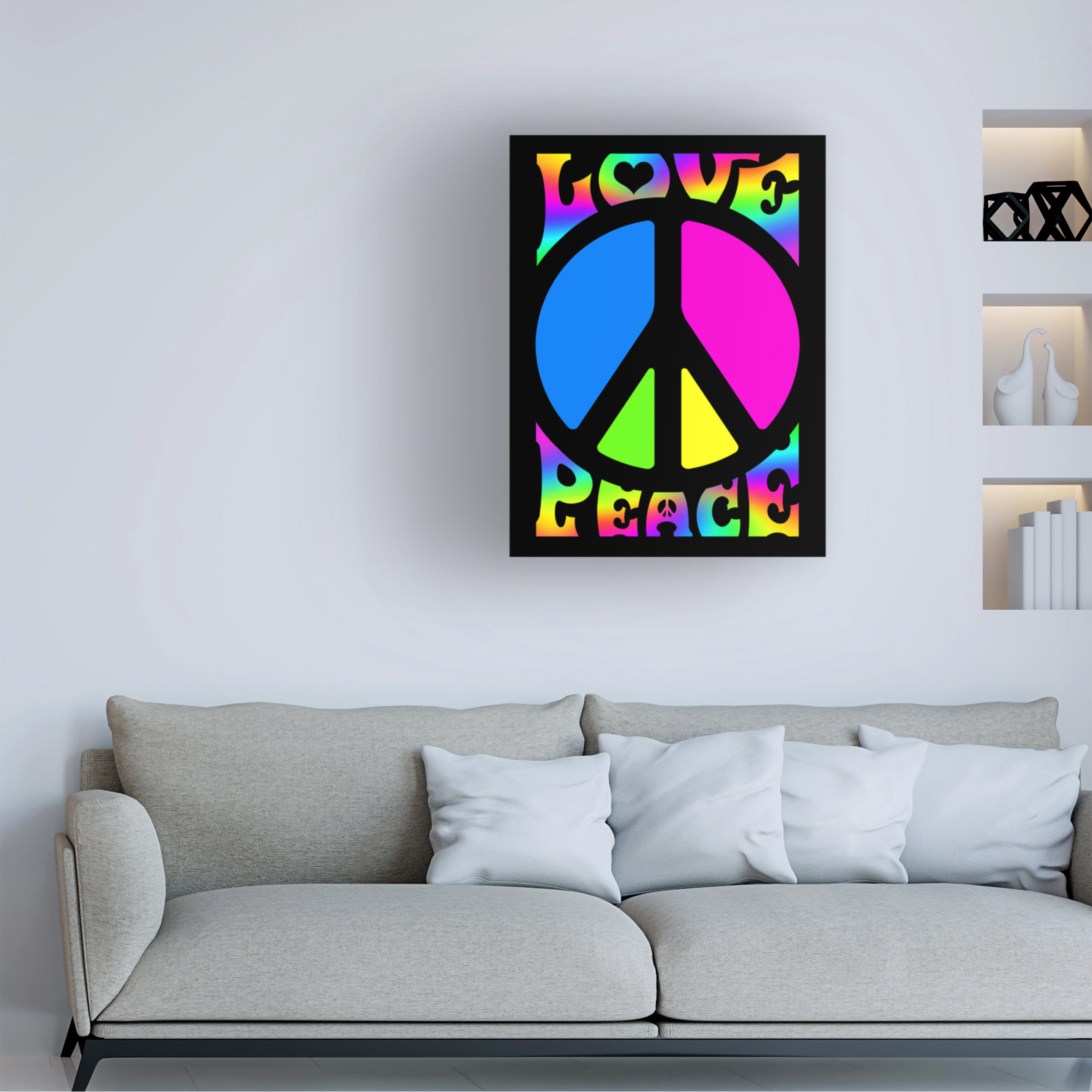 Trinx Typography Michael Fishel Retro Peace Sign Canvas Art - Wayfair ...