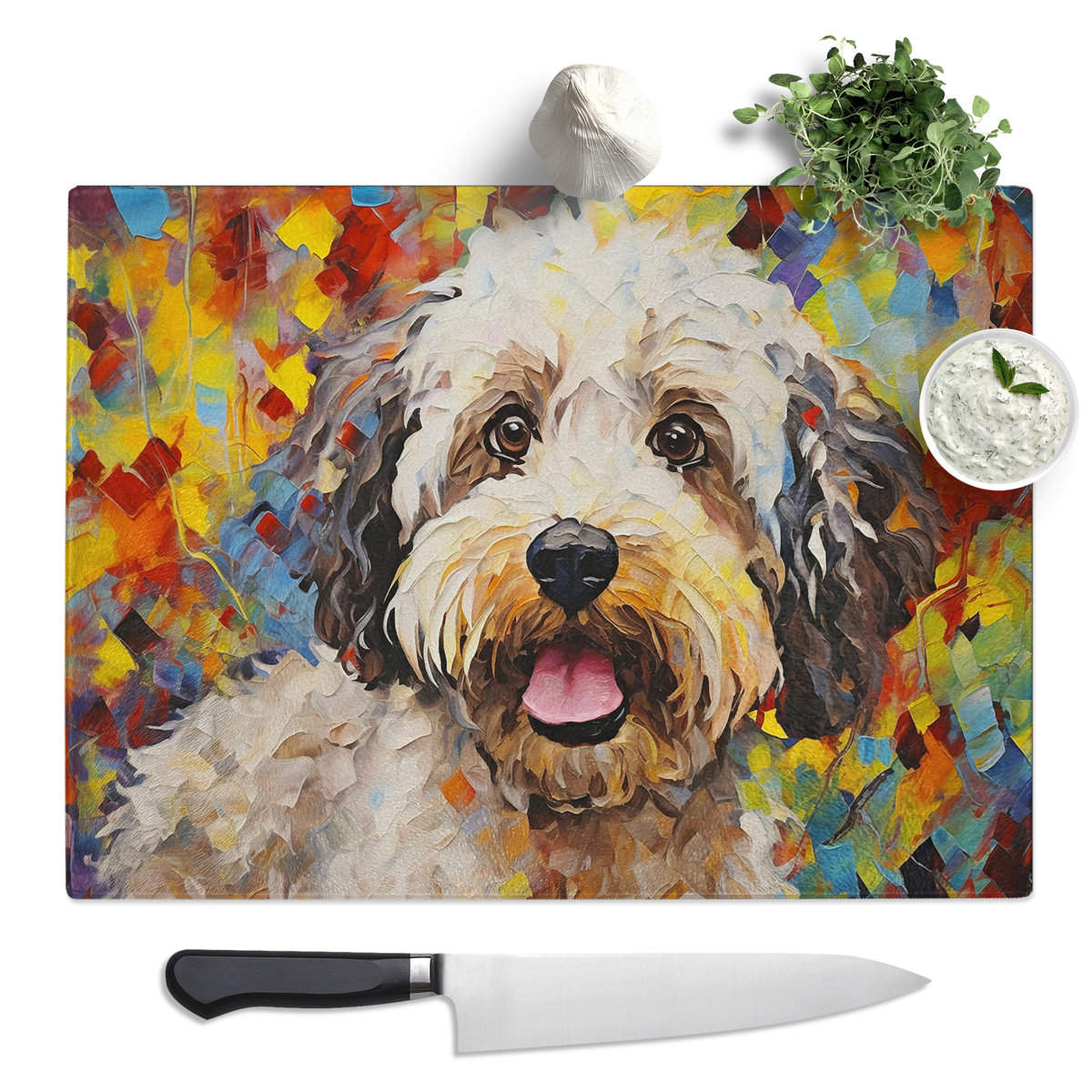 17 Stories Cockapoo Abstract No.2 Glass Chopping Board | Wayfair.co.uk