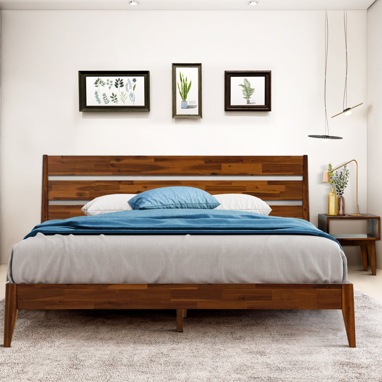 Acacia Emery Bed Frame 2-Piece Bedroom Set Solid Wood Bed Frame with ...
