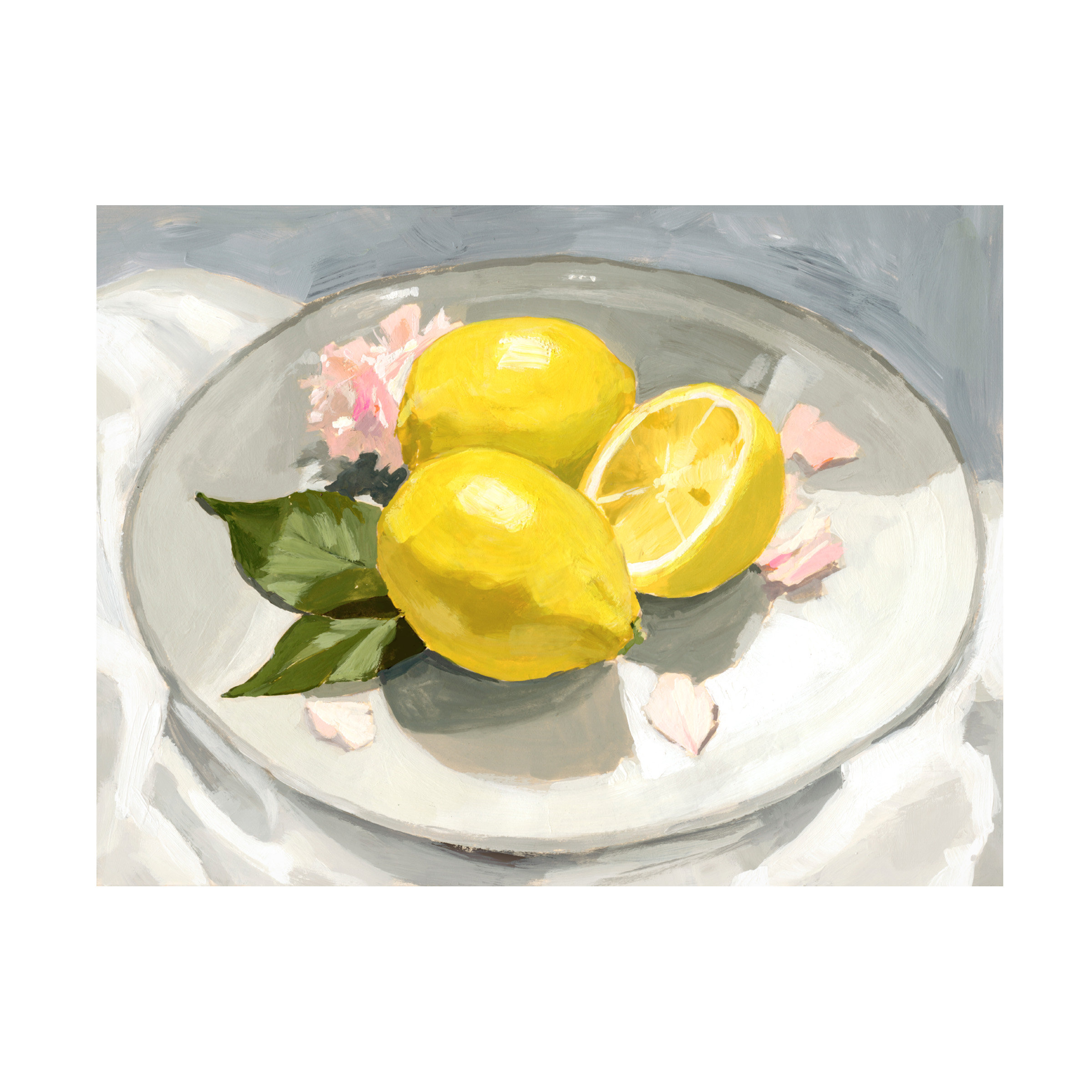 August Grove Lemons on a Plate I - Unframed Print on Canvas | Wayfair