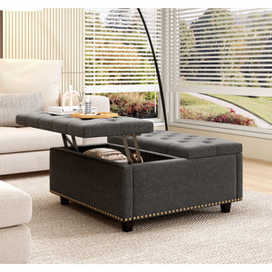 Red Barrel Studio® Large square storage stool with two storage doors ...