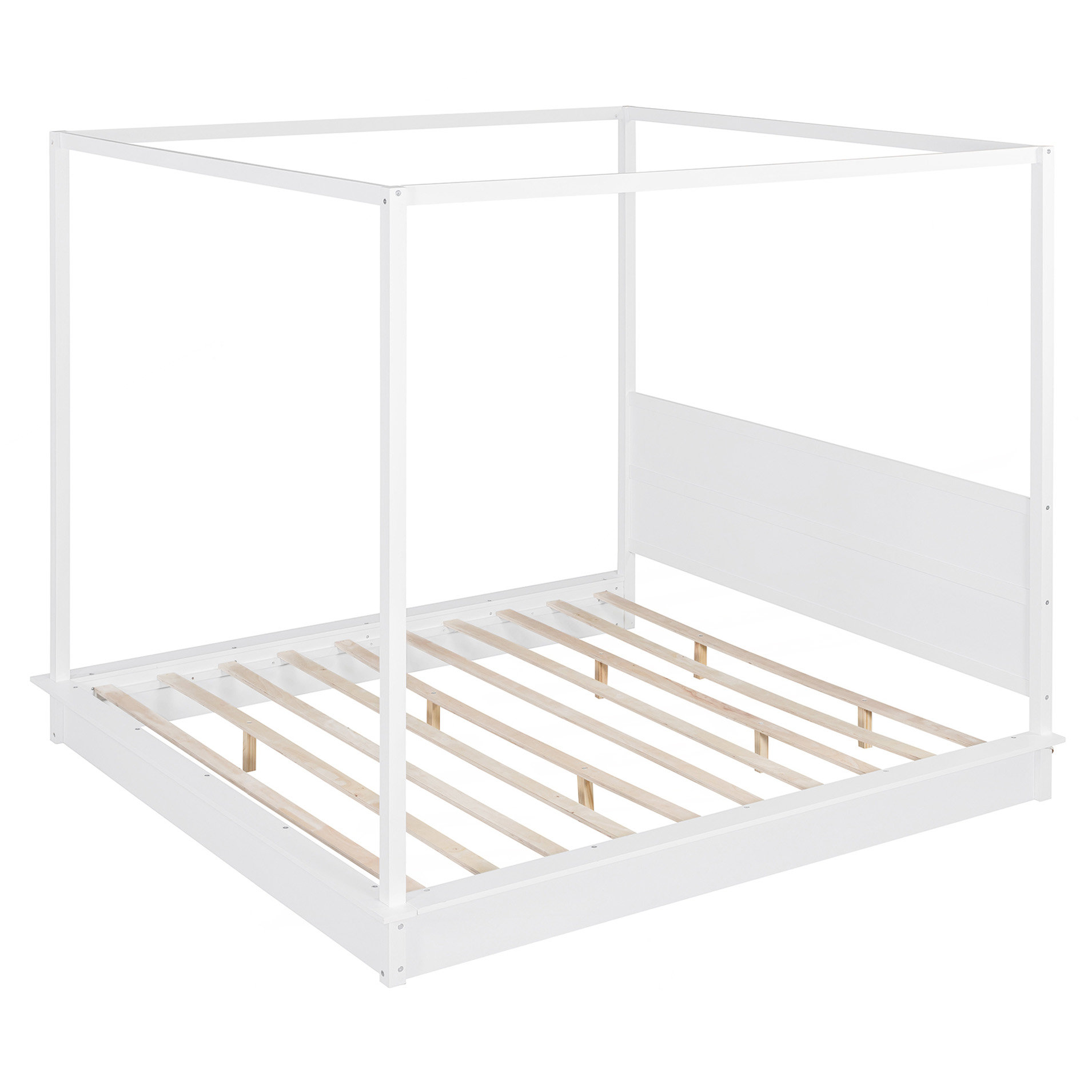 Ivy Bronx King Size Wood LED Canopy Bed ,Canopy Platform Bed With ...