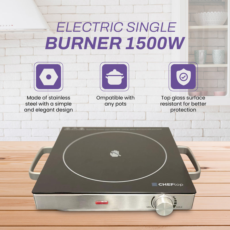 Drinkpod LLC 1500W Single Burner 11 in. Black Electric Ceramic Cooker ...