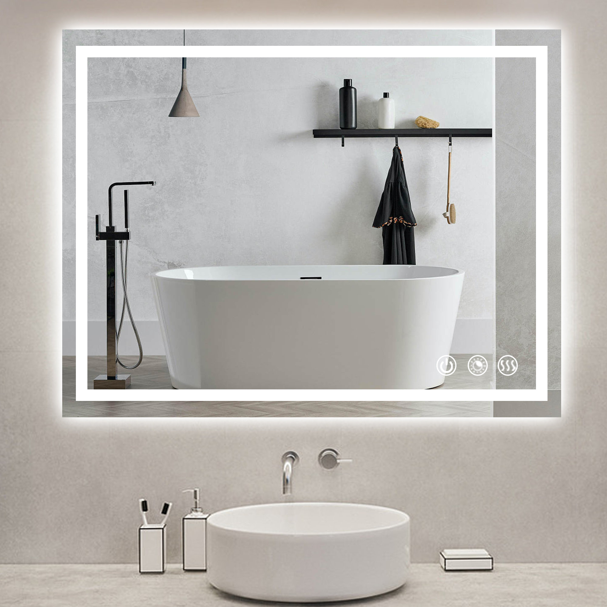 Orren Ellis Chevaliers Rectangle Wall Mounted LED Bathroom Mirror ...