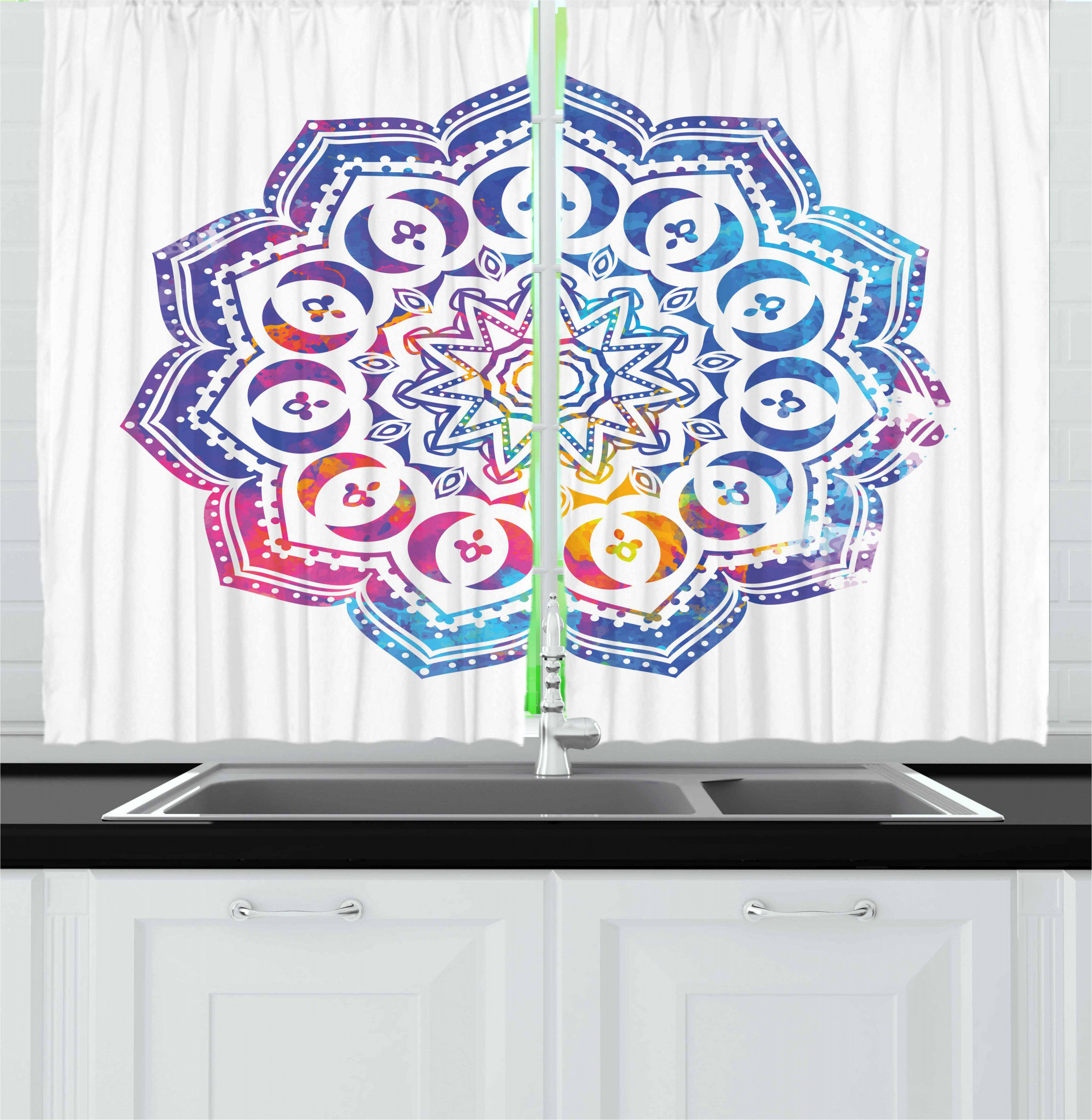 Ambesonne Chakra 2 Piece Kitchen Curtain Set | Wayfair
