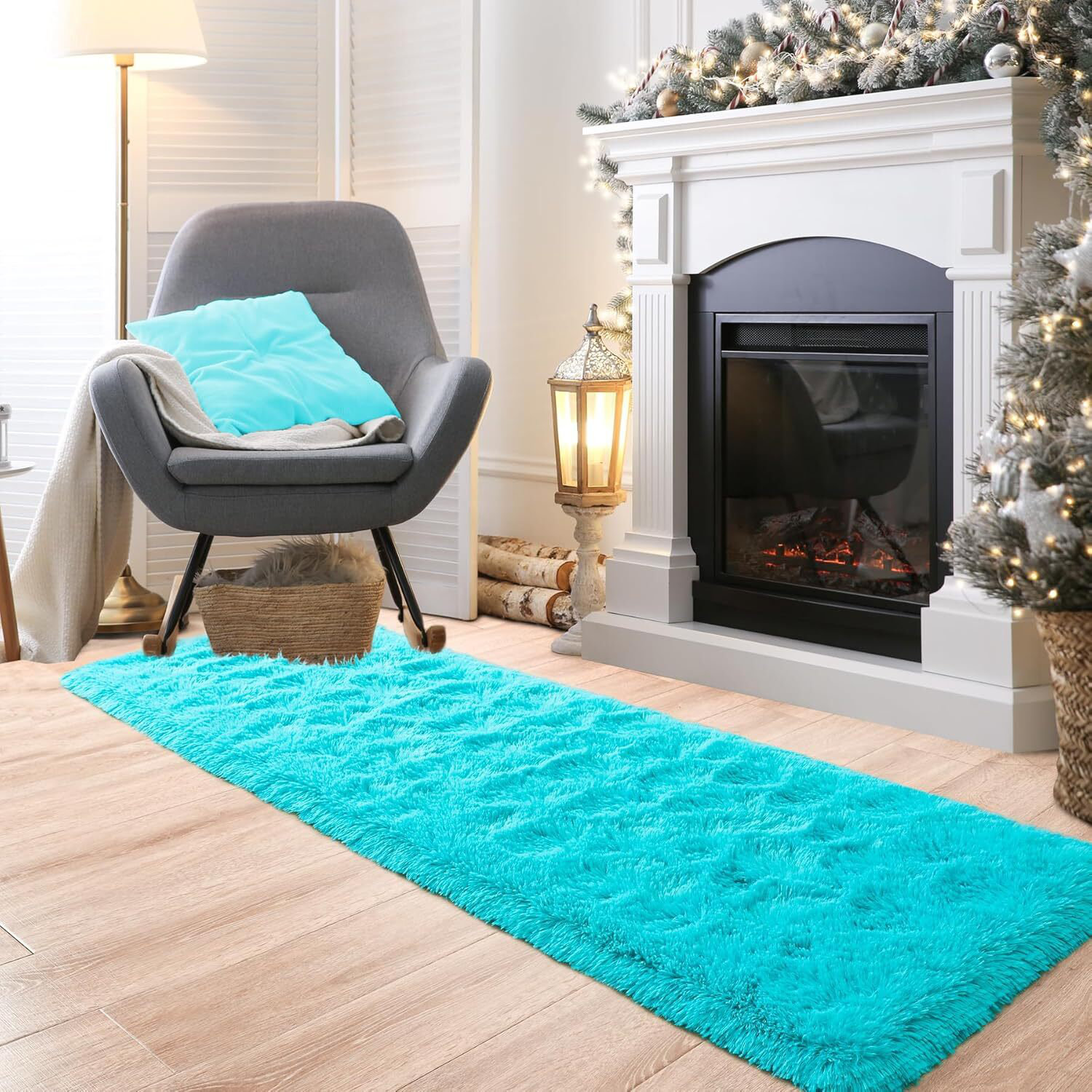 Mercer41 Fluffy Teal Blue Rugs for Bedroom 4x5.3 Feet - Wayfair Canada