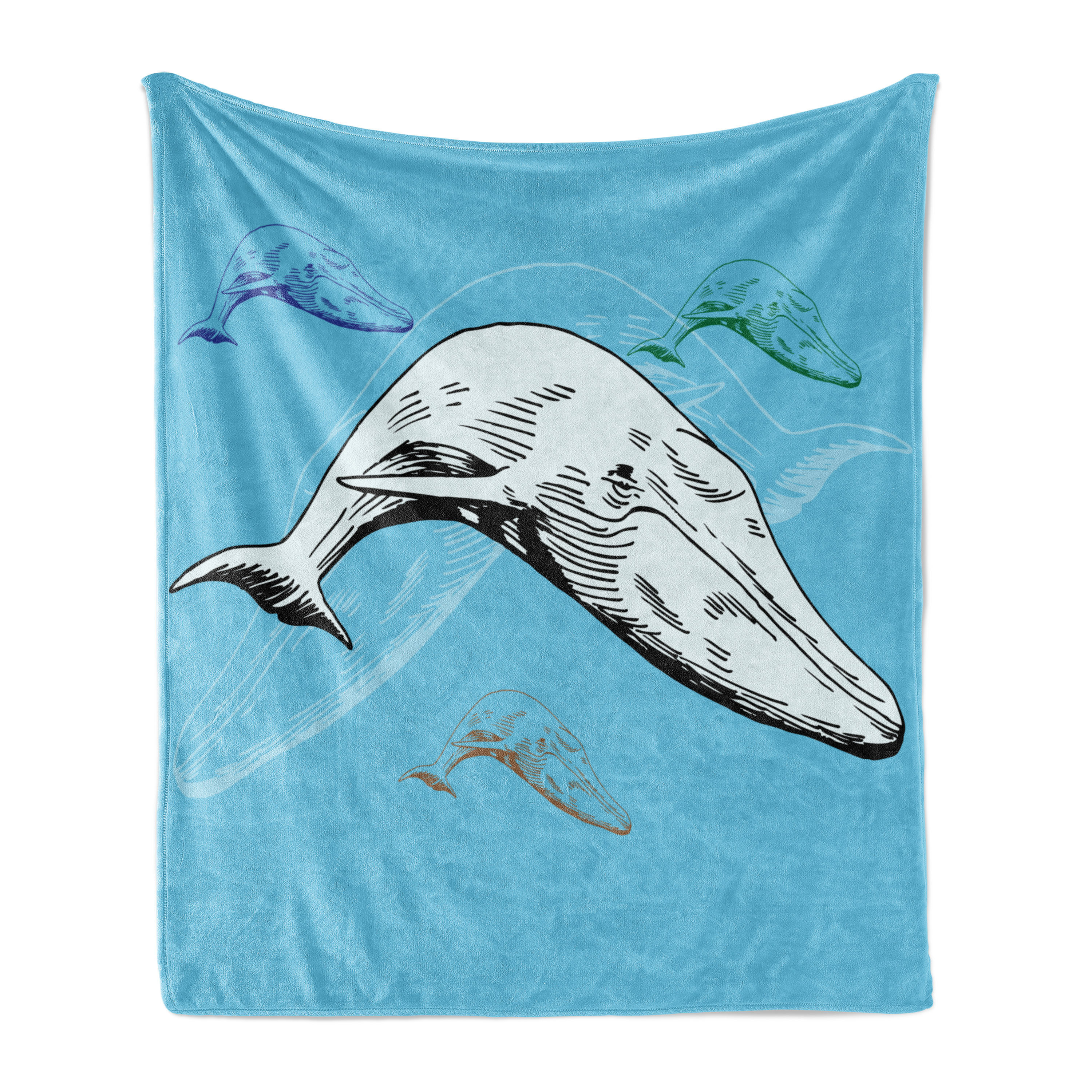 Ambesonne Animal Fleece Throw Blanket Ocean Whales Hand Drawn | Wayfair