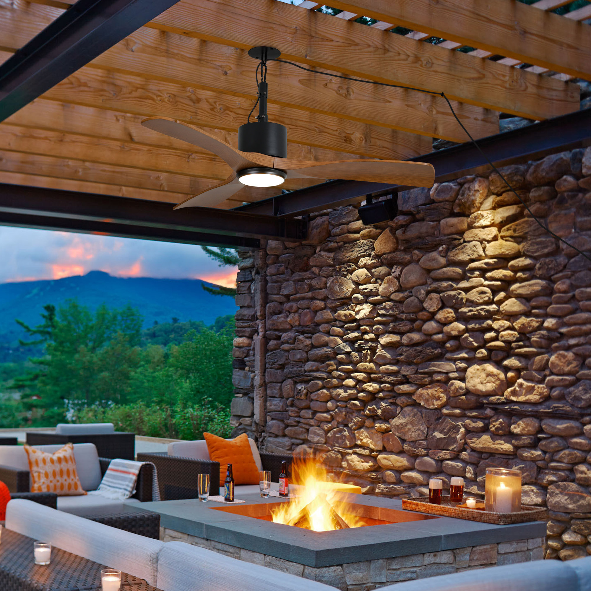 Wrought Studio 42" Wet Rated Outdoor Propeller Ceiling Fan with ...