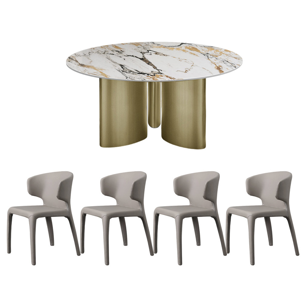 Elamer Italian style luxury simple round dining table set | Wayfair