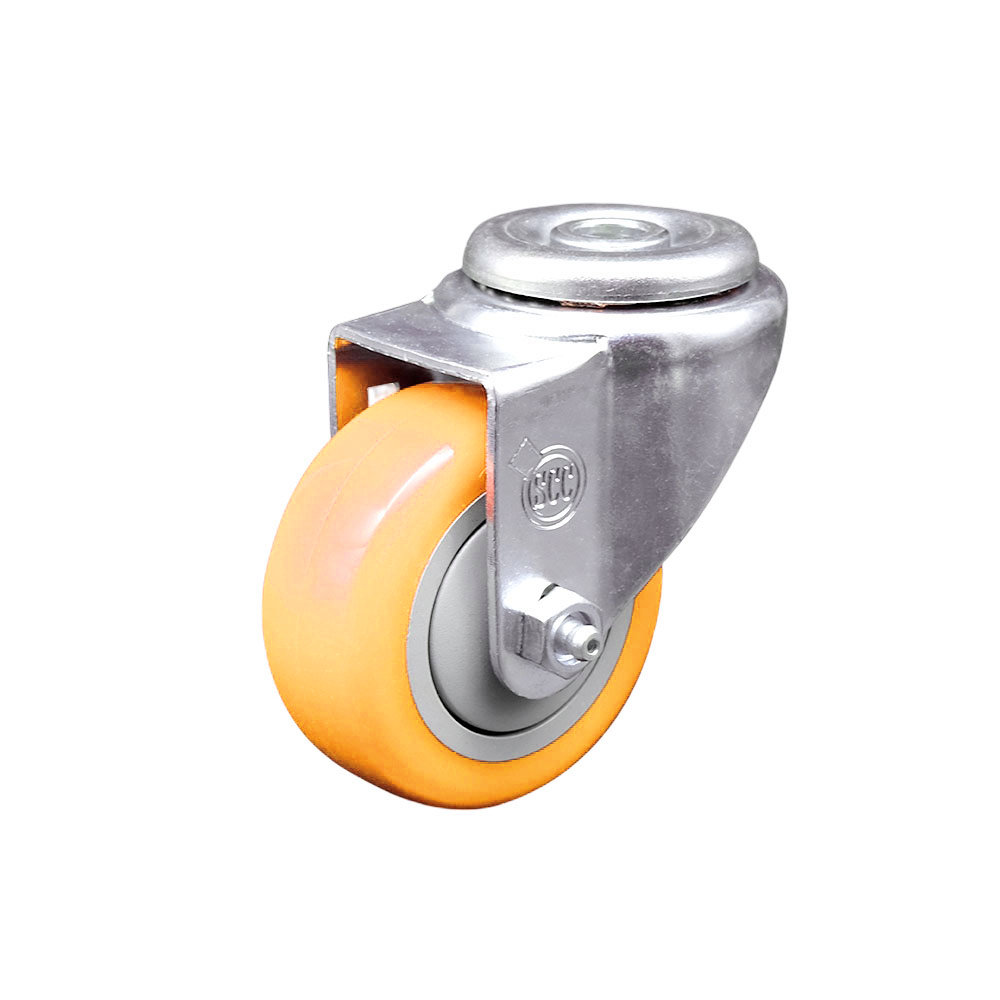 Service Caster 3 Inch Yellow Polyurethane Wheel Swivel Bolt Hole Caster ...