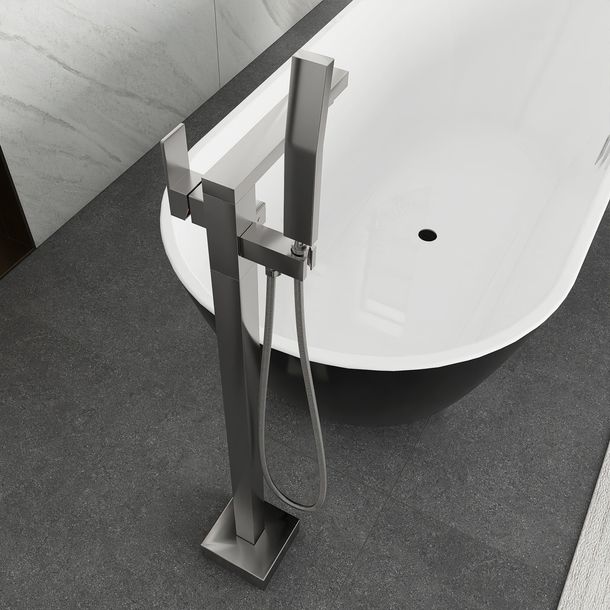 Bossicavelly Floor Mounted Tub Spout with Handshower | Wayfair