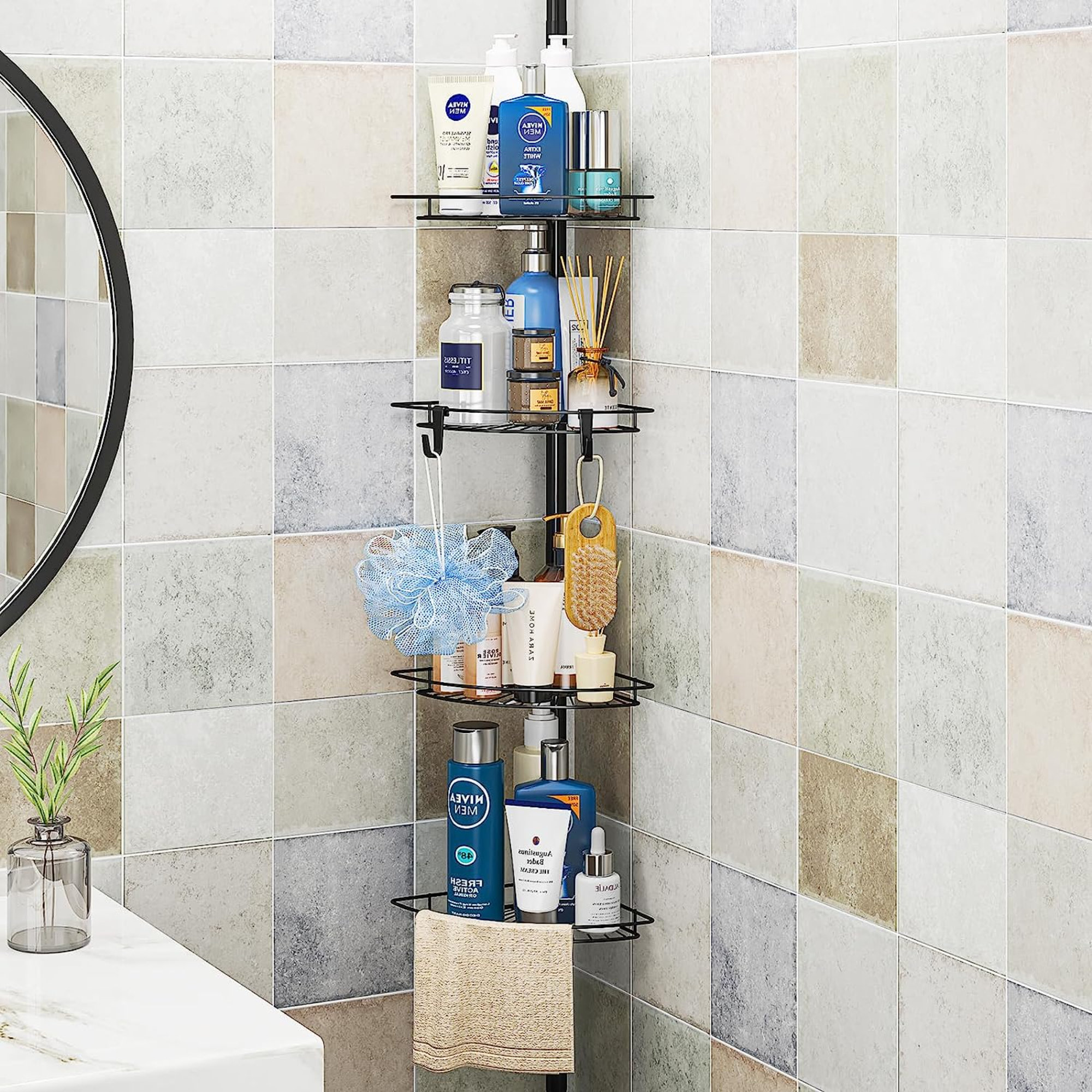 Rebrilliant Shawnee Tension Pole Stainless Steel Shower Caddy | Wayfair