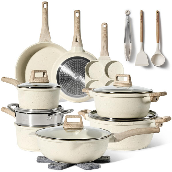Ebern Designs Sahera 21 - Piece Non-Stick Stoneware Cookware Set ...
