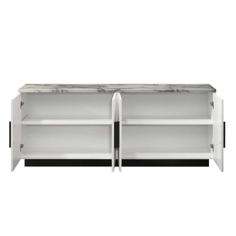 Ivy Bronx Matilda Cabinet Console Table With Faux Marble Top | Wayfair